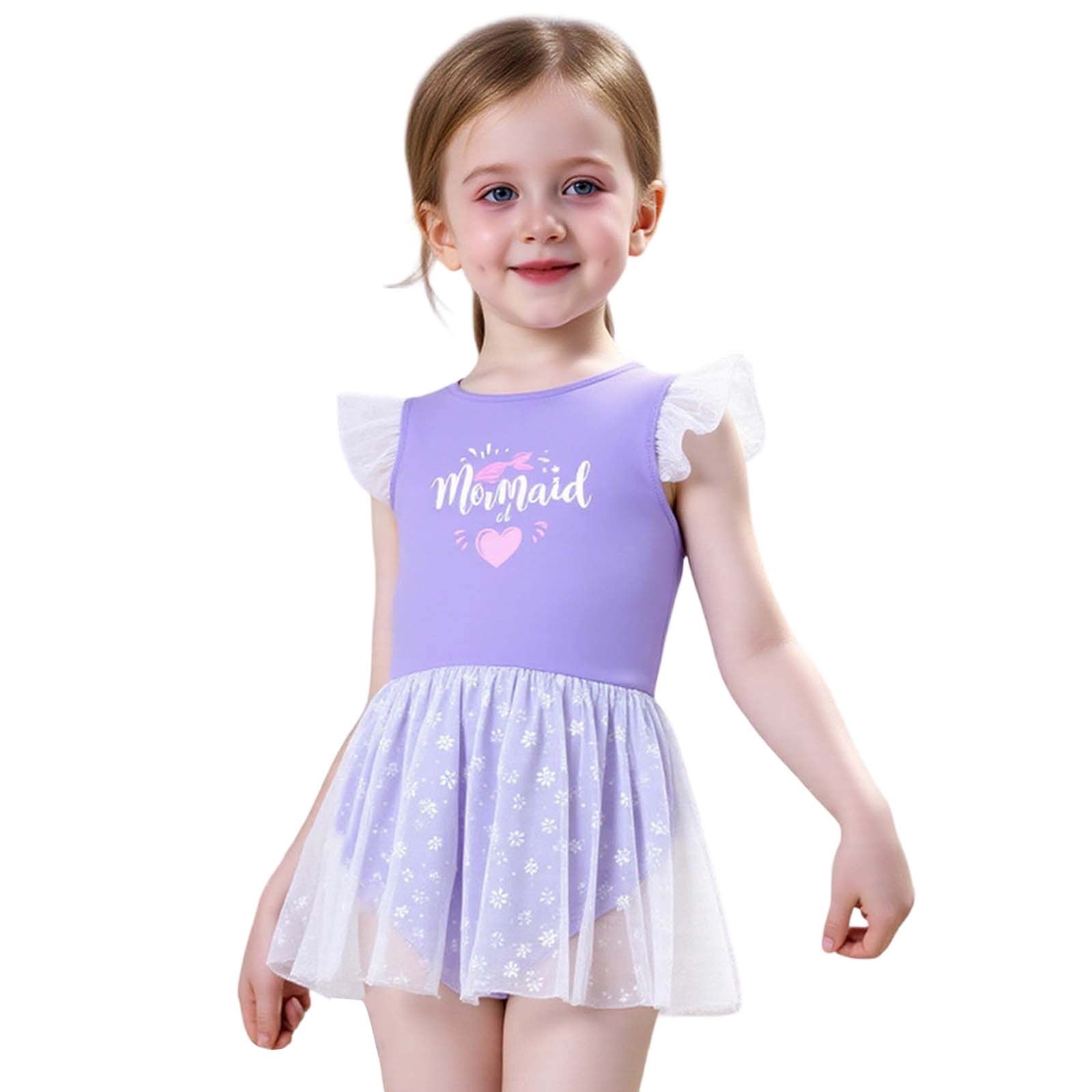 Girls Swim Dress Floral Mesh Tutu Skirts for Kids Girl's Swimsuit One ...