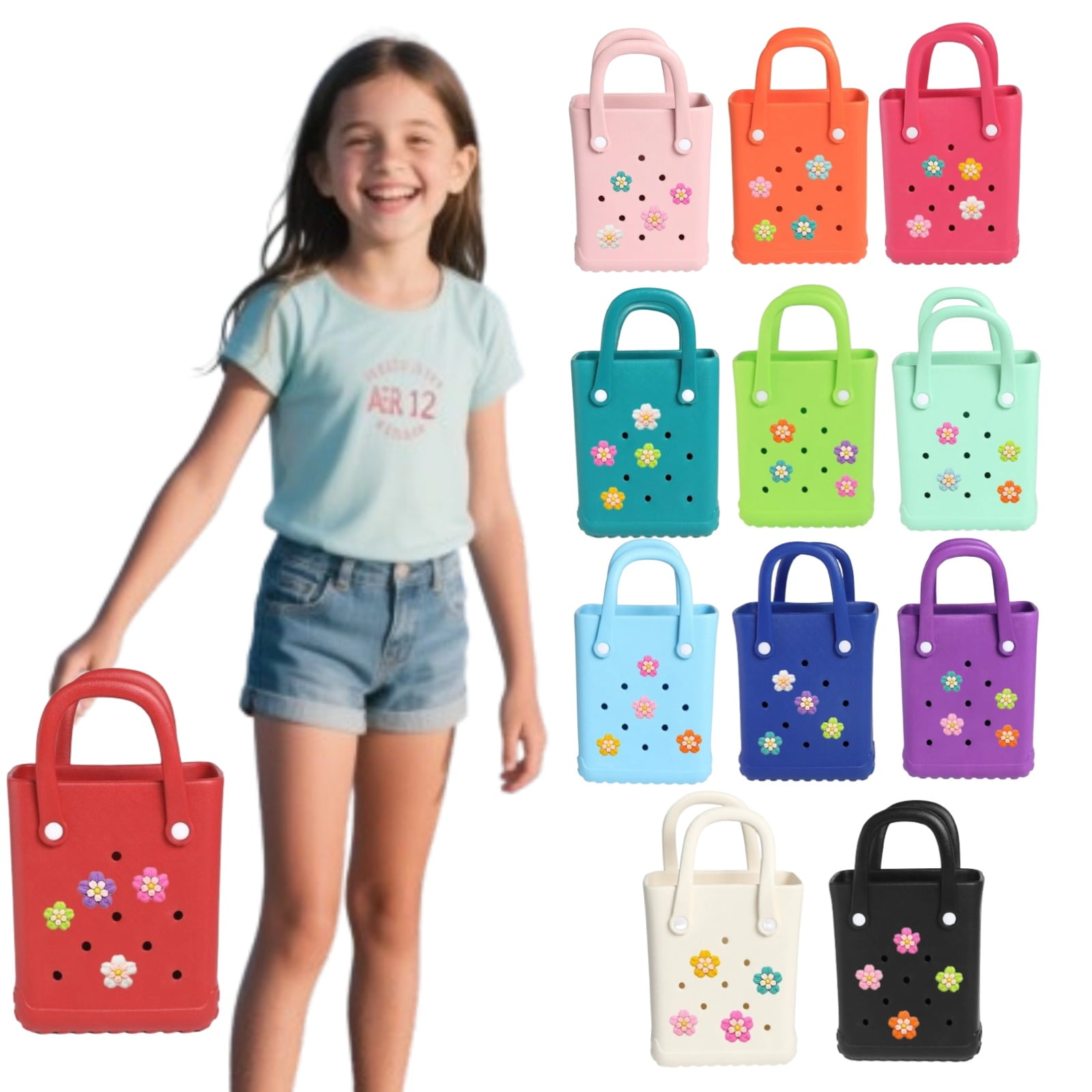 Girls Swimming Bag Rubber Beach Bag Vacation Travel Large Capacity ...