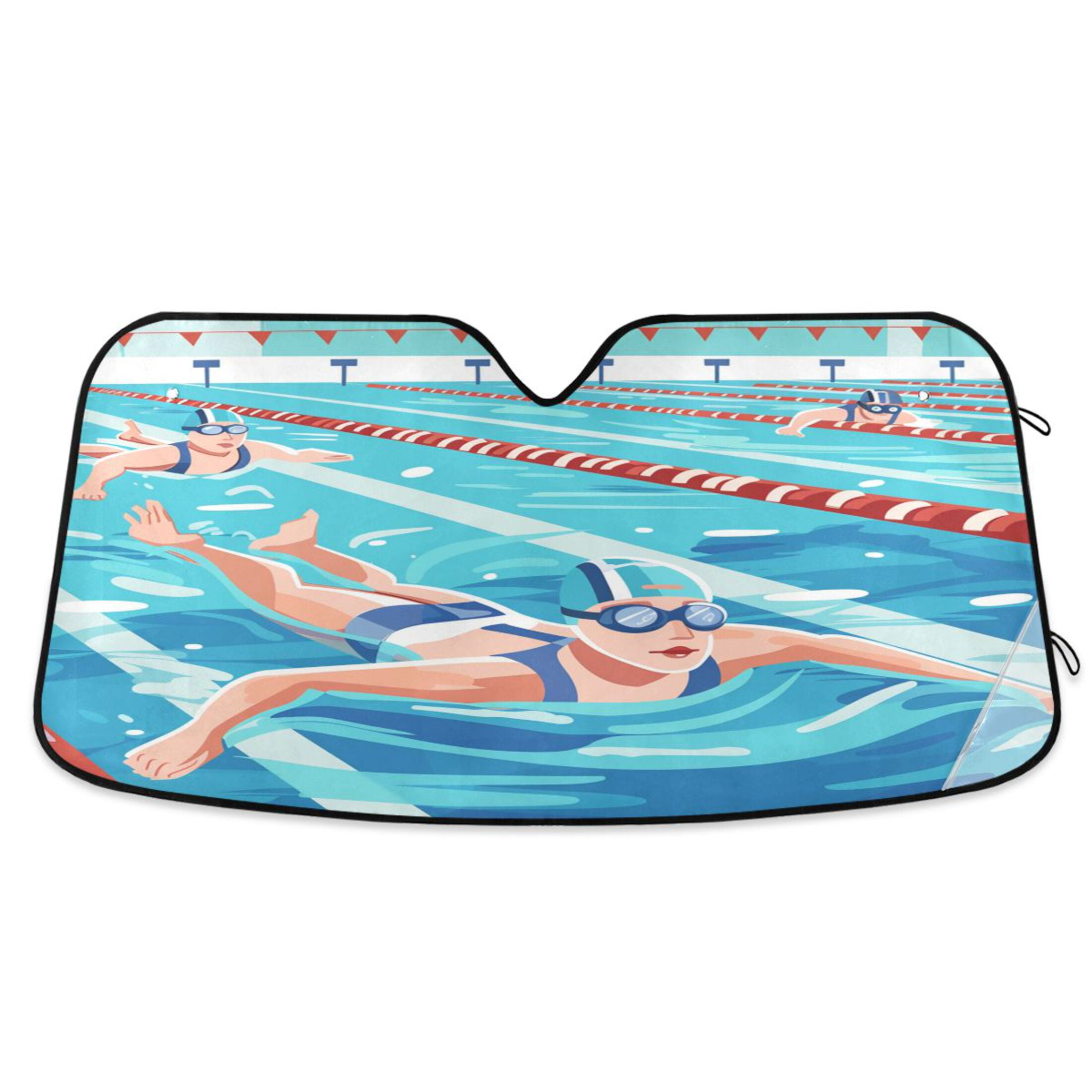 Girls Swimming Cartoon Windshield Sun Shade Automobile Visor Accordion ...