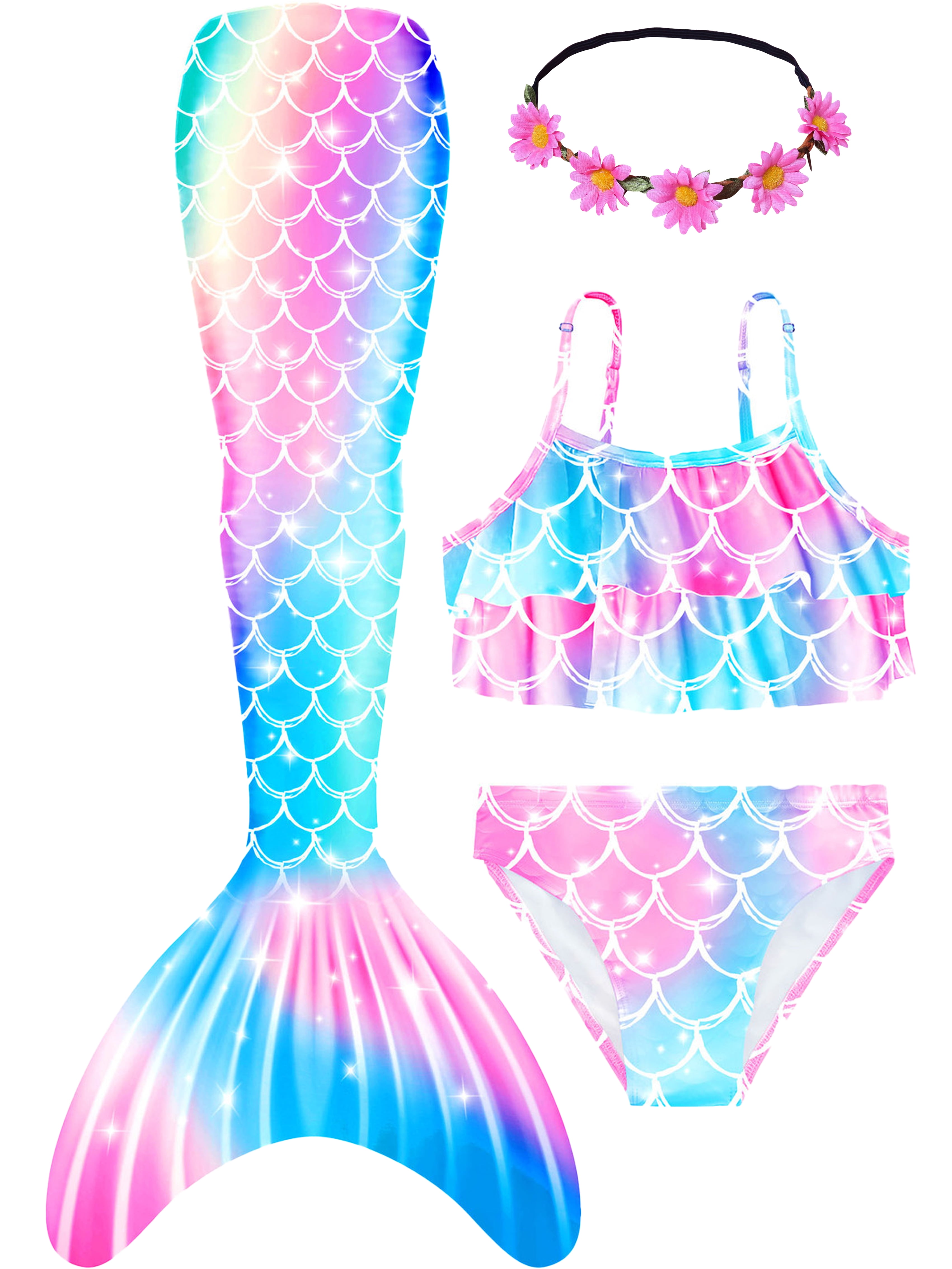 Girls Swimming Mermaid Tail Kids Mermaid Swimsuits Sea Costume 9 ...
