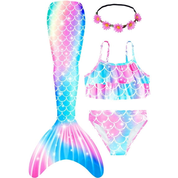 Girls Swimming Mermaid Tail Kids Mermaid Swimsuits Sea Costume 9 ...