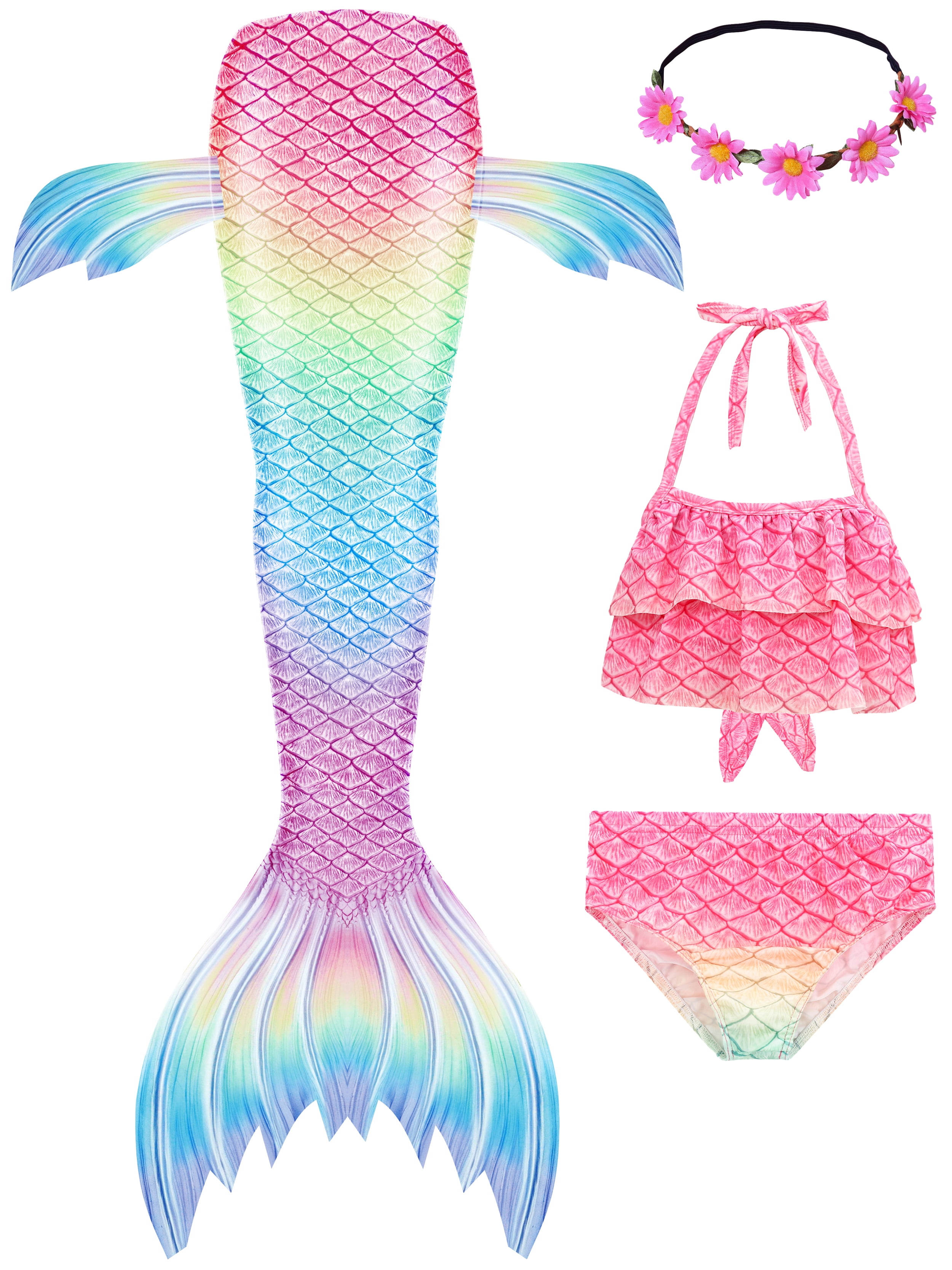 Girls Swimming Mermaid Tail Sets Kids Mermaid Swimsuit - Walmart.com
