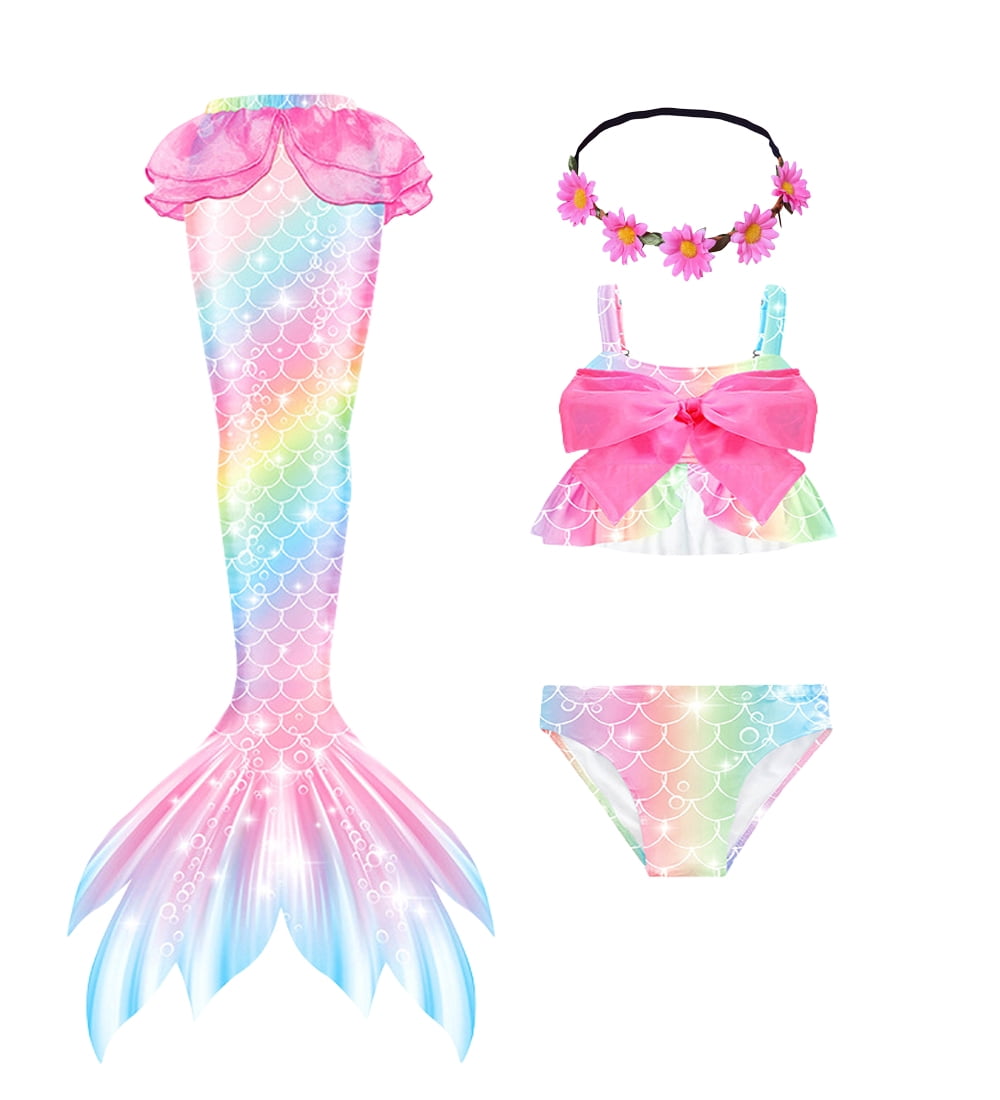 Girls Swimming Mermaid Tail Sets Kids Mermaid Swimsuit - Walmart.com