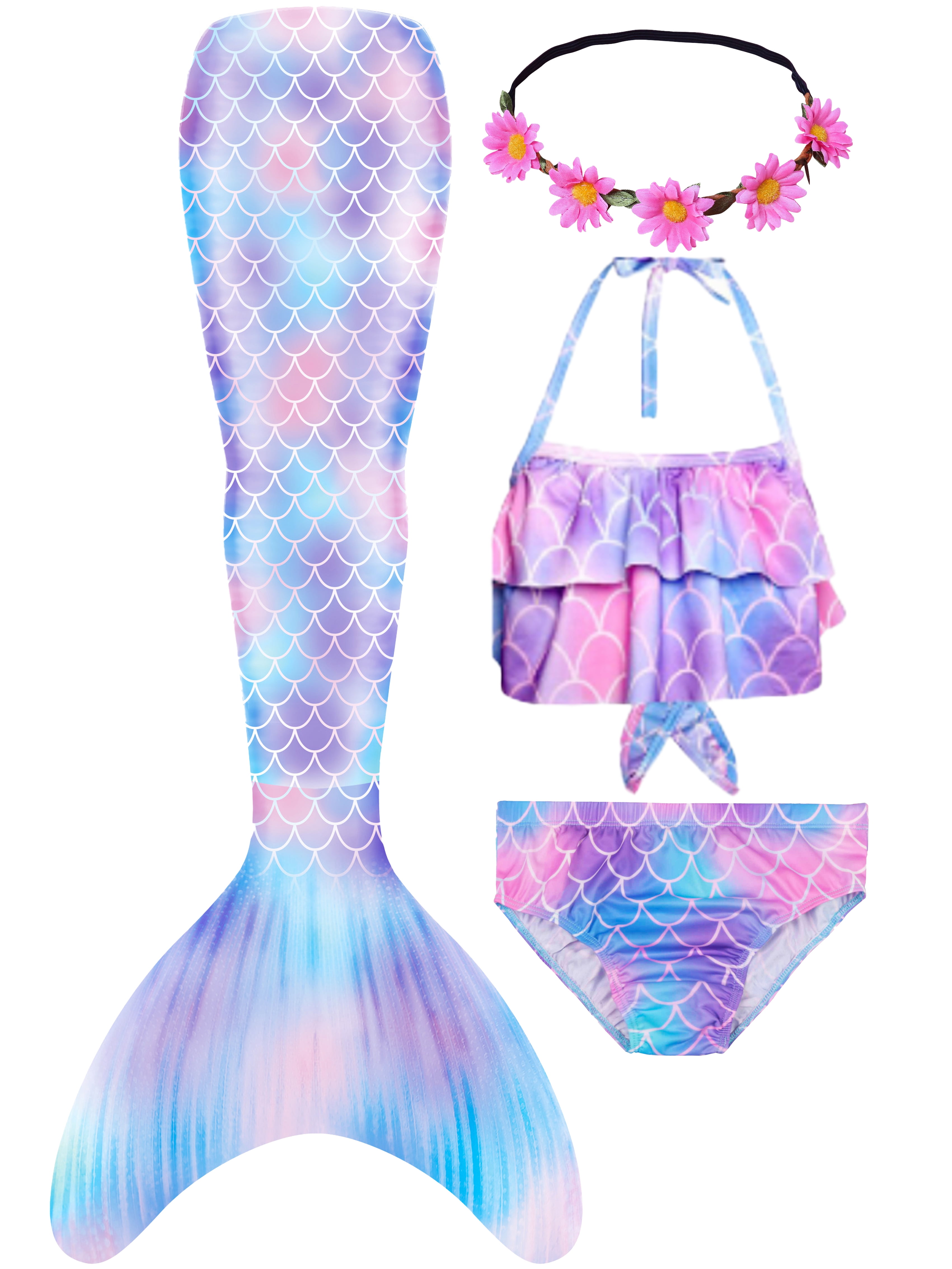 Girls Swimming Mermaid Tail Sets Kids Mermaid Swimsuit - Walmart.com