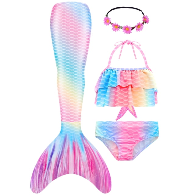 Girls Swimming Mermaid Tail Sets Kids Mermaid Swimsuit - Walmart.com