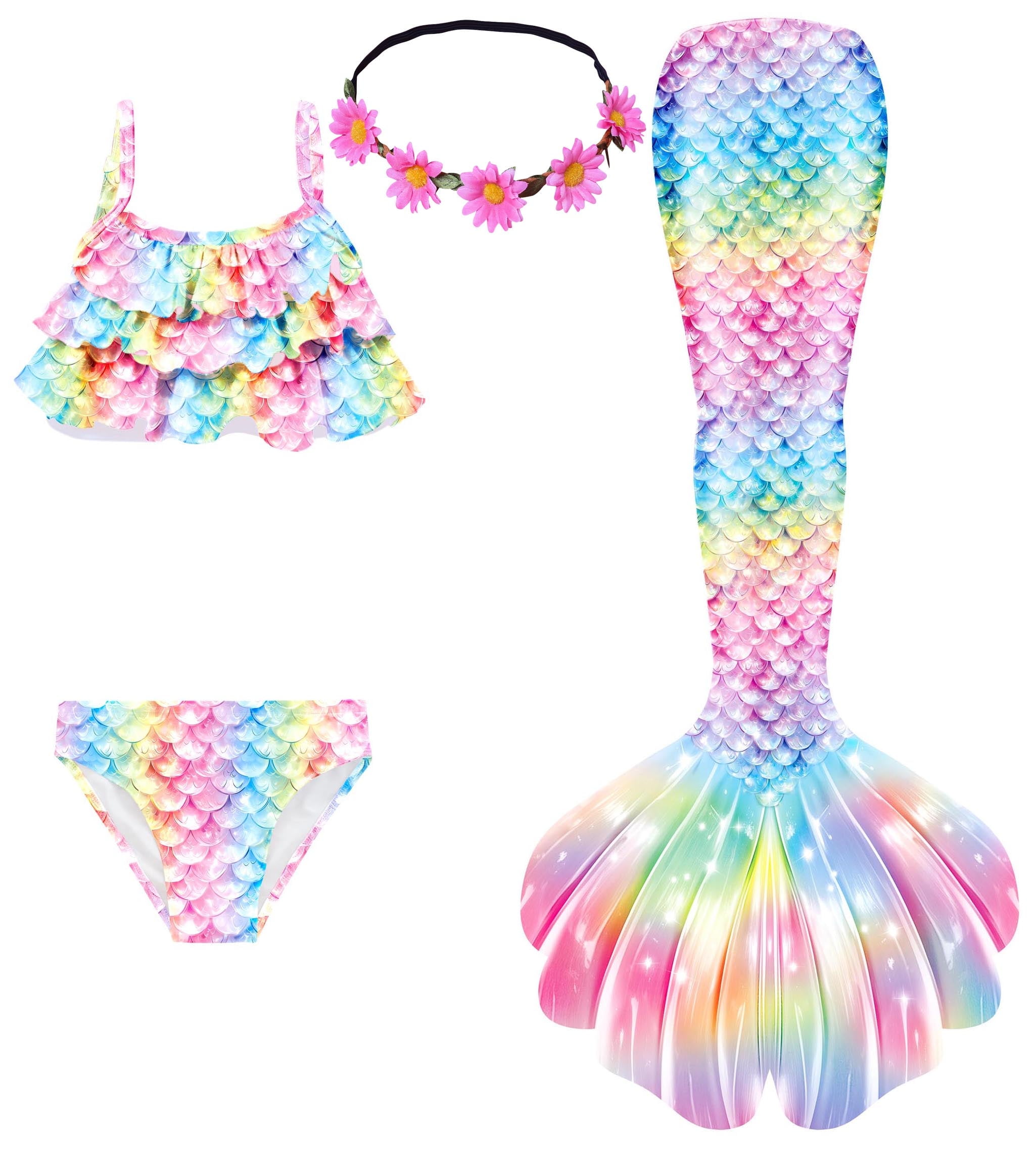 Girls Swimming Mermaid Tails Sets 3-4Years - Walmart.com