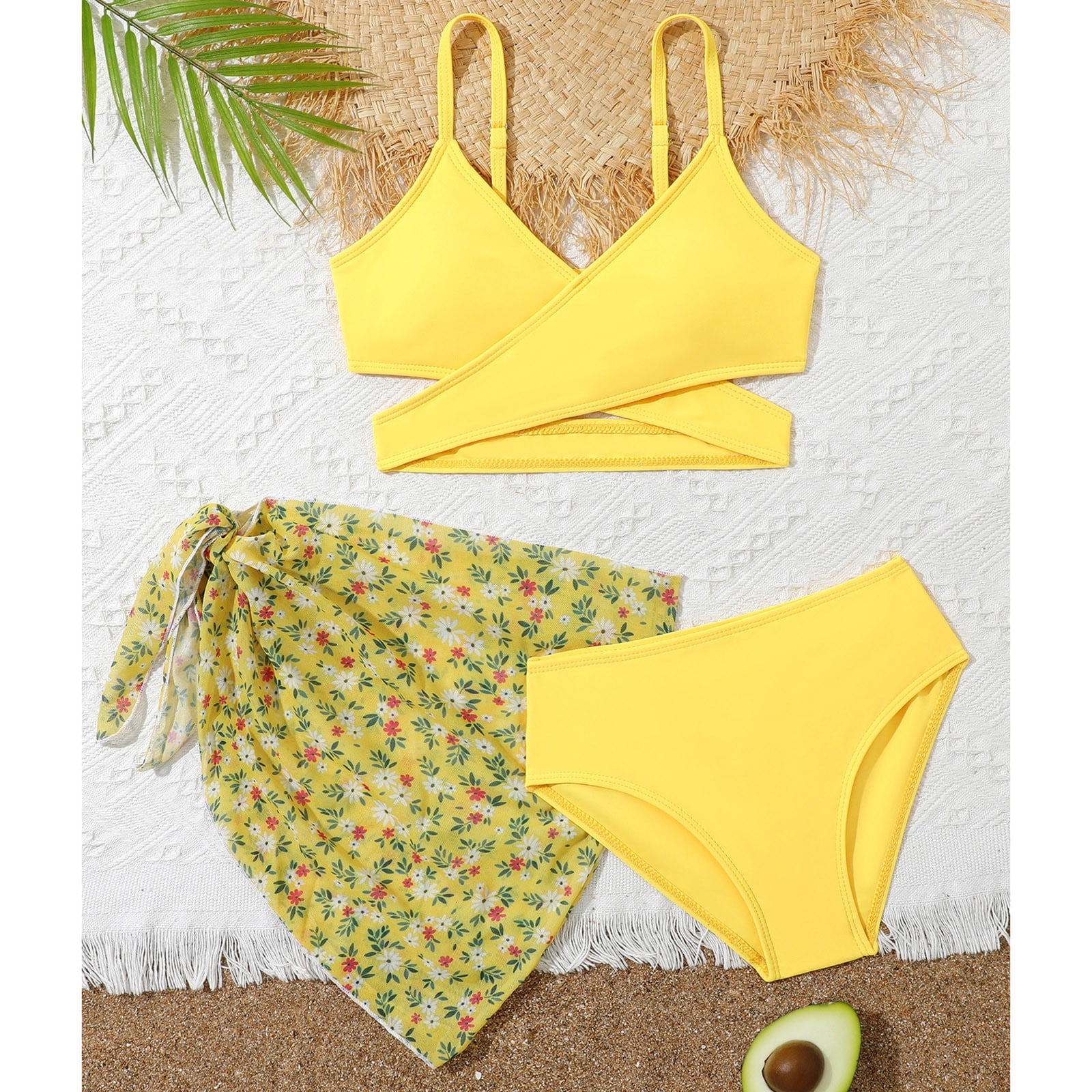 Girls Swimsuit 3 Piece Bathing Suit Or Rash Guard Set Hawaii Swimwear ...