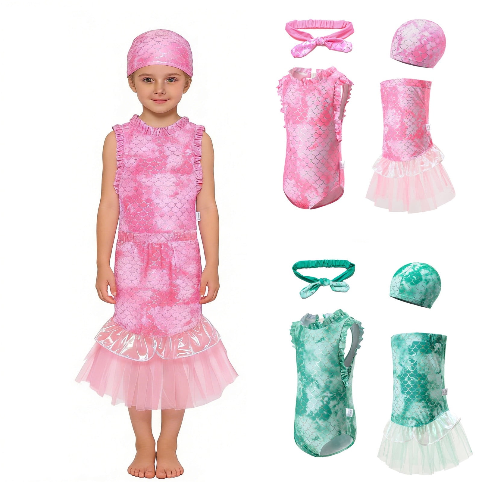 Girls Swimsuit 4 Piece Print Bikini Set Twist Criss Cross Bathing Suit ...