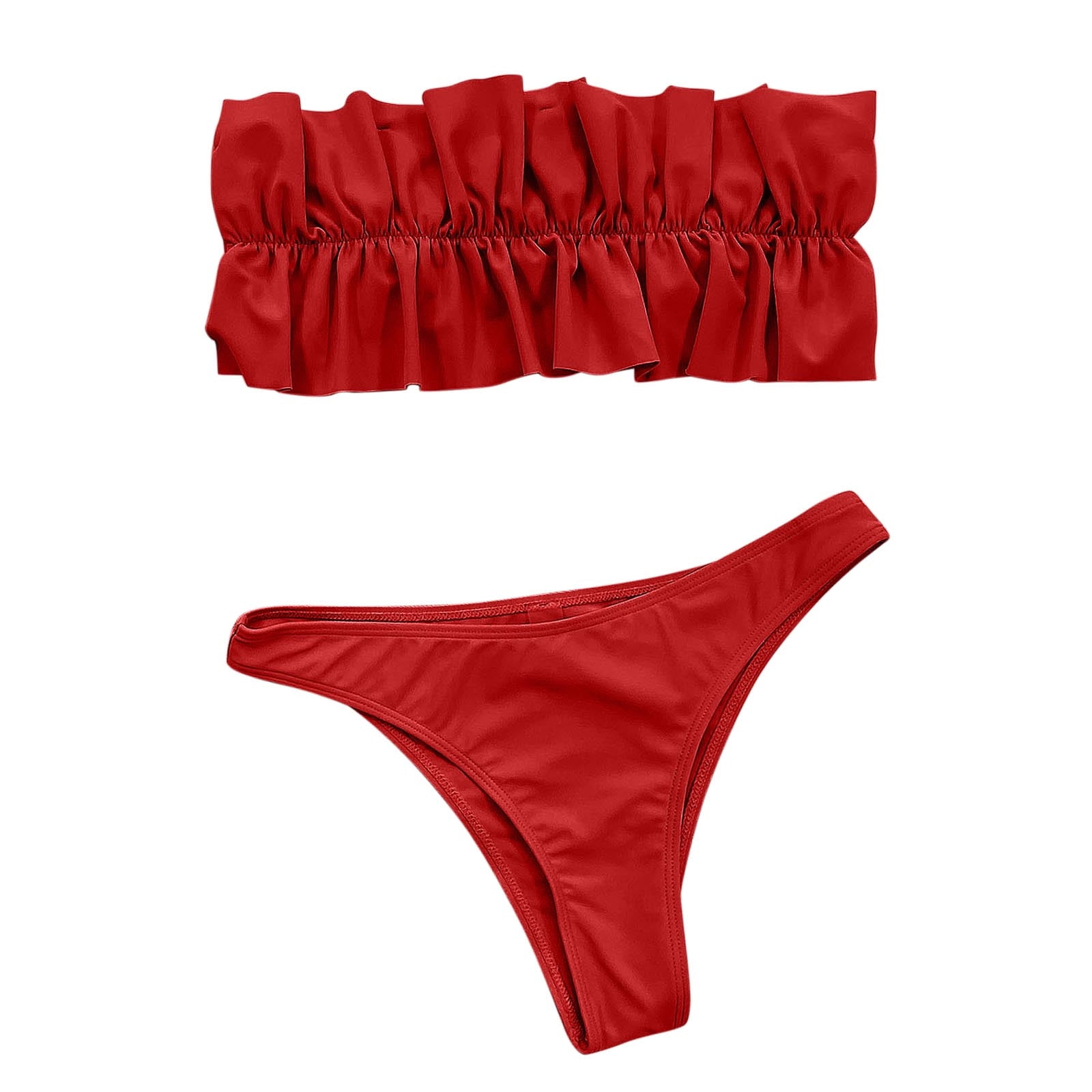 Girls Swimsuit Bandeau Bikini Off Shoulder High Waist Bathing Suit Sexy