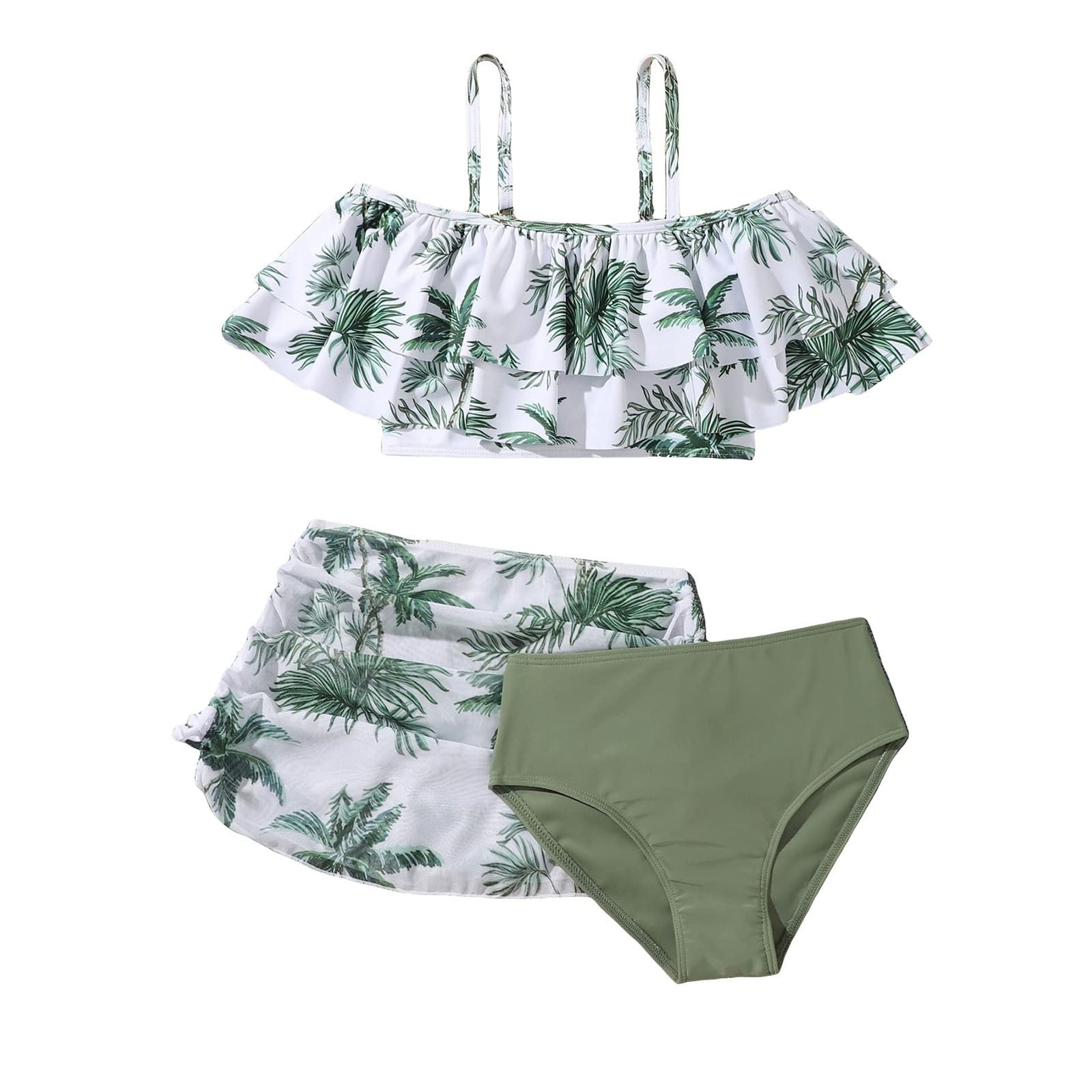 Girls Swimsuit Bathing Suit Floral Tropical Print 3 Piece Swimwear ...