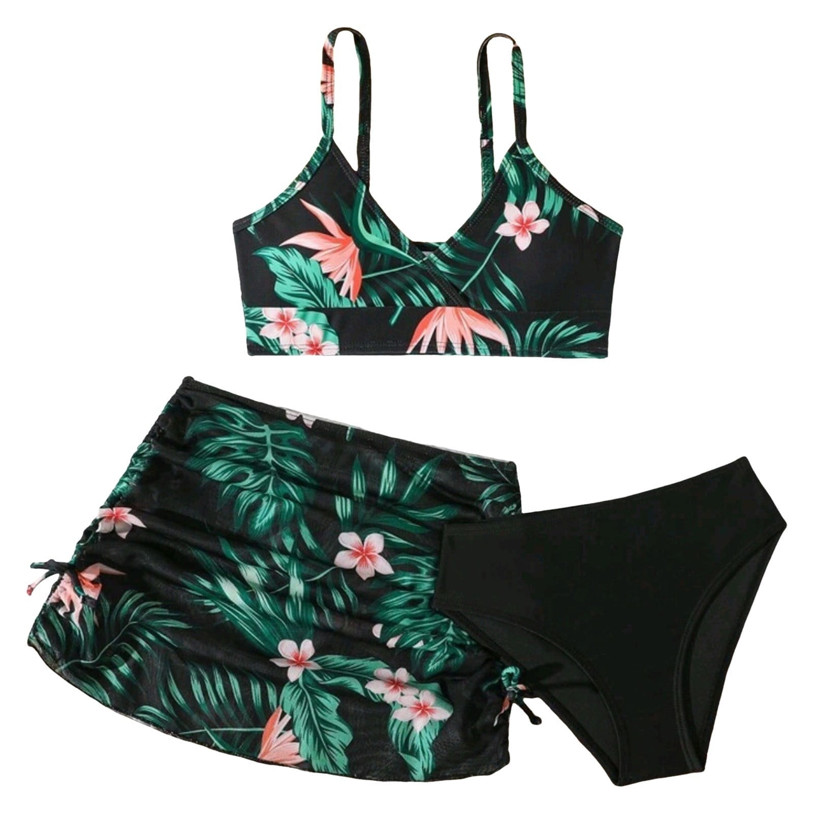 Girls Swimsuit Bathing Suit Floral Tropical Print 3 Piece Swimwear ...