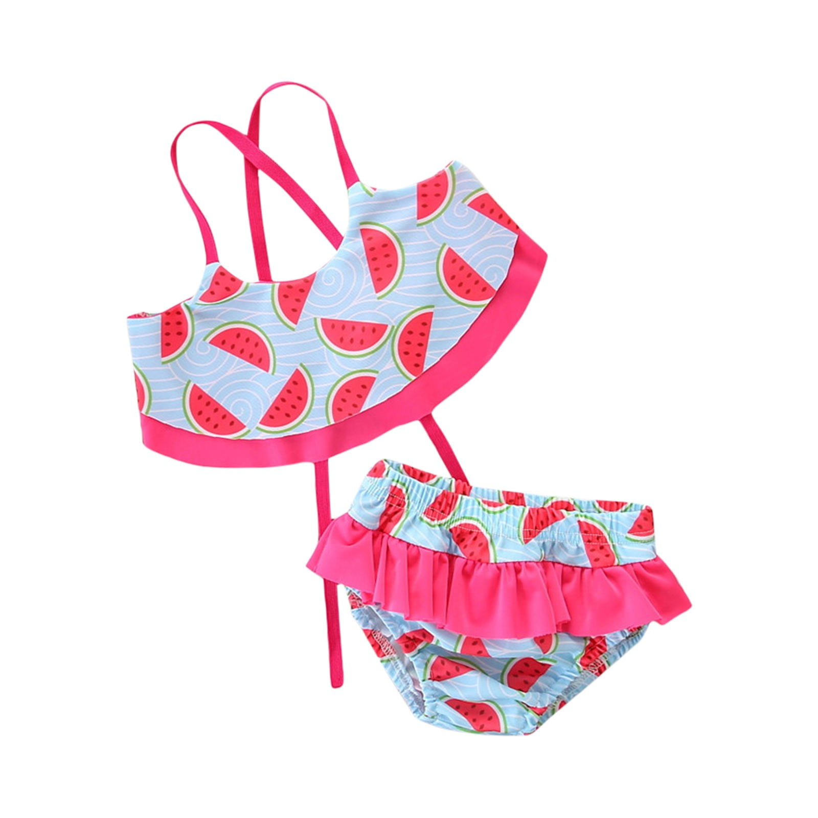 Girls Swimsuit Bikini Set Girls Two Piece Swimsuit Solid Color Girls ...