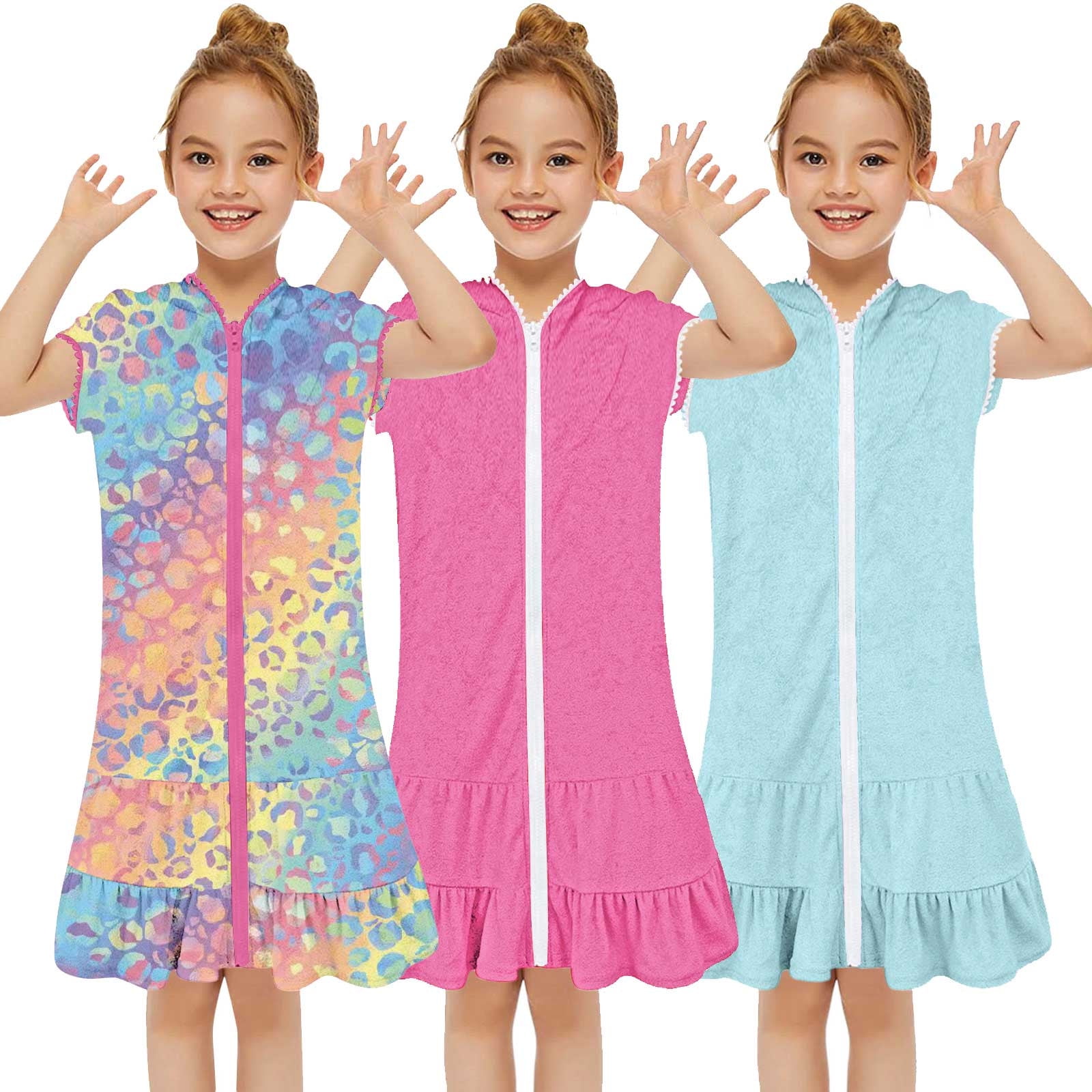 Girls Swimsuit Cover Up Kids Swimsuit Coverup Zip-Up Beach Bathing Suit ...