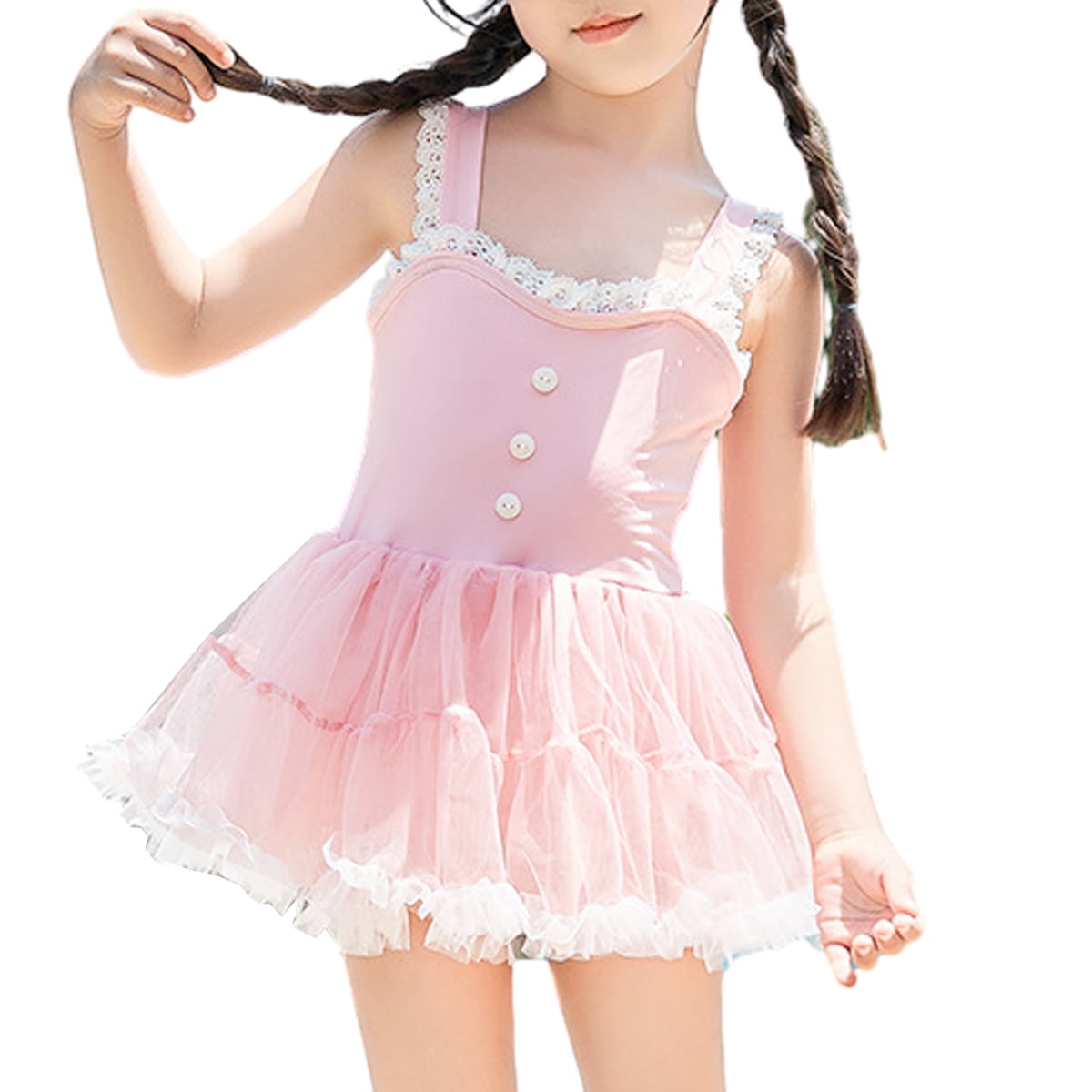 Girls Swimsuit Girls Princess One Piece Swimsuit with Skirt Swimwear ...