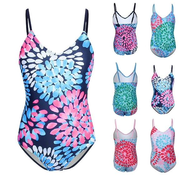 Girls Swimsuit Kids One Piece Ruffle Swimsuit Girls Swimwear Print ...