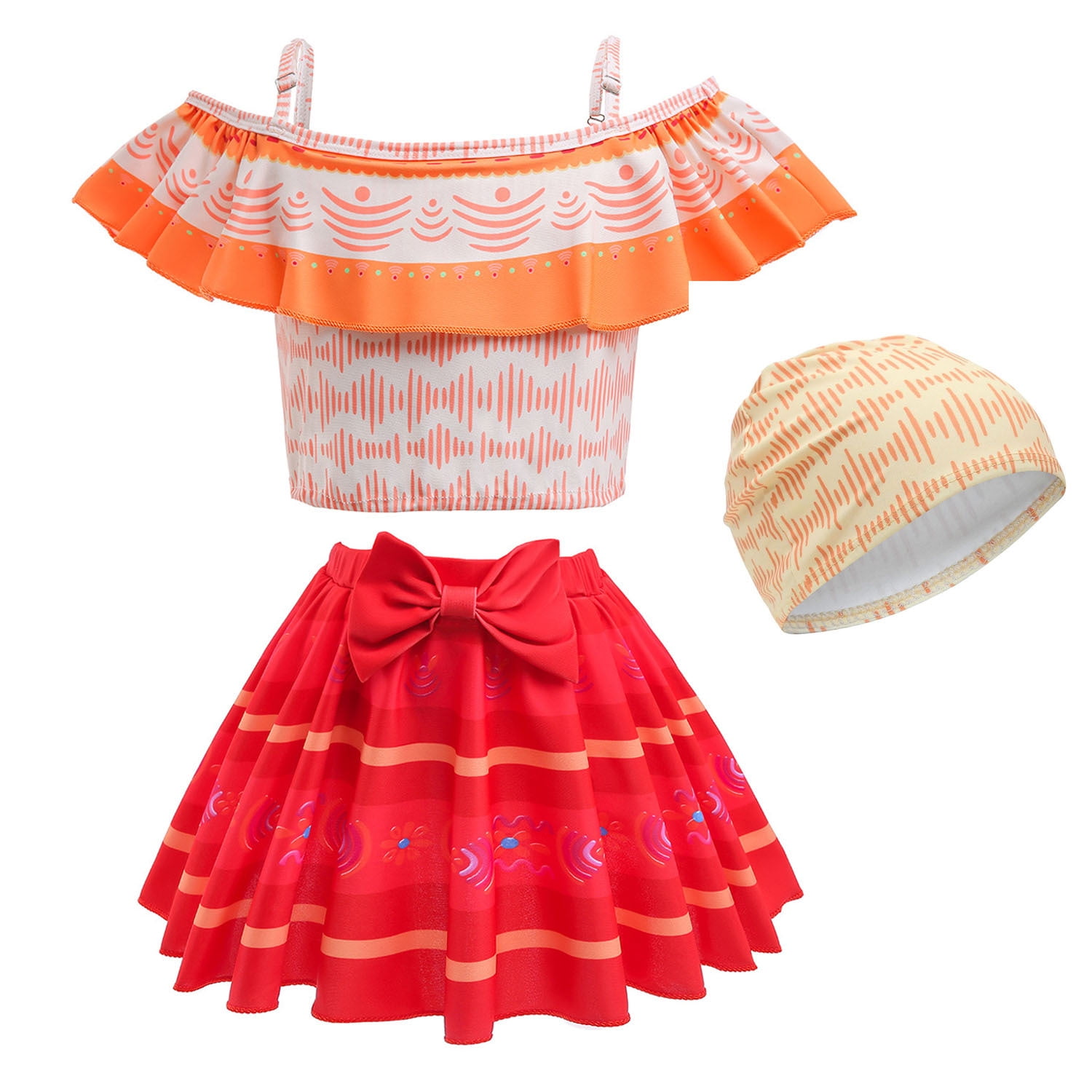 Girls Swimsuit Mirabel Swimwear Princess Off Shoulder Ruffle Two Piece ...