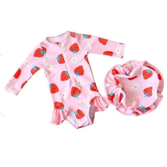 Girls Swimsuit One Piece Swimwear Cute Floral Print Rash Guard Bathing ...