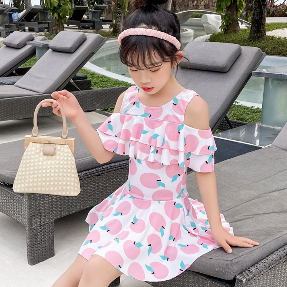 Girls Swimsuit One Piece UPF 50+ Floral Skirted Bathing Suit Modest ...