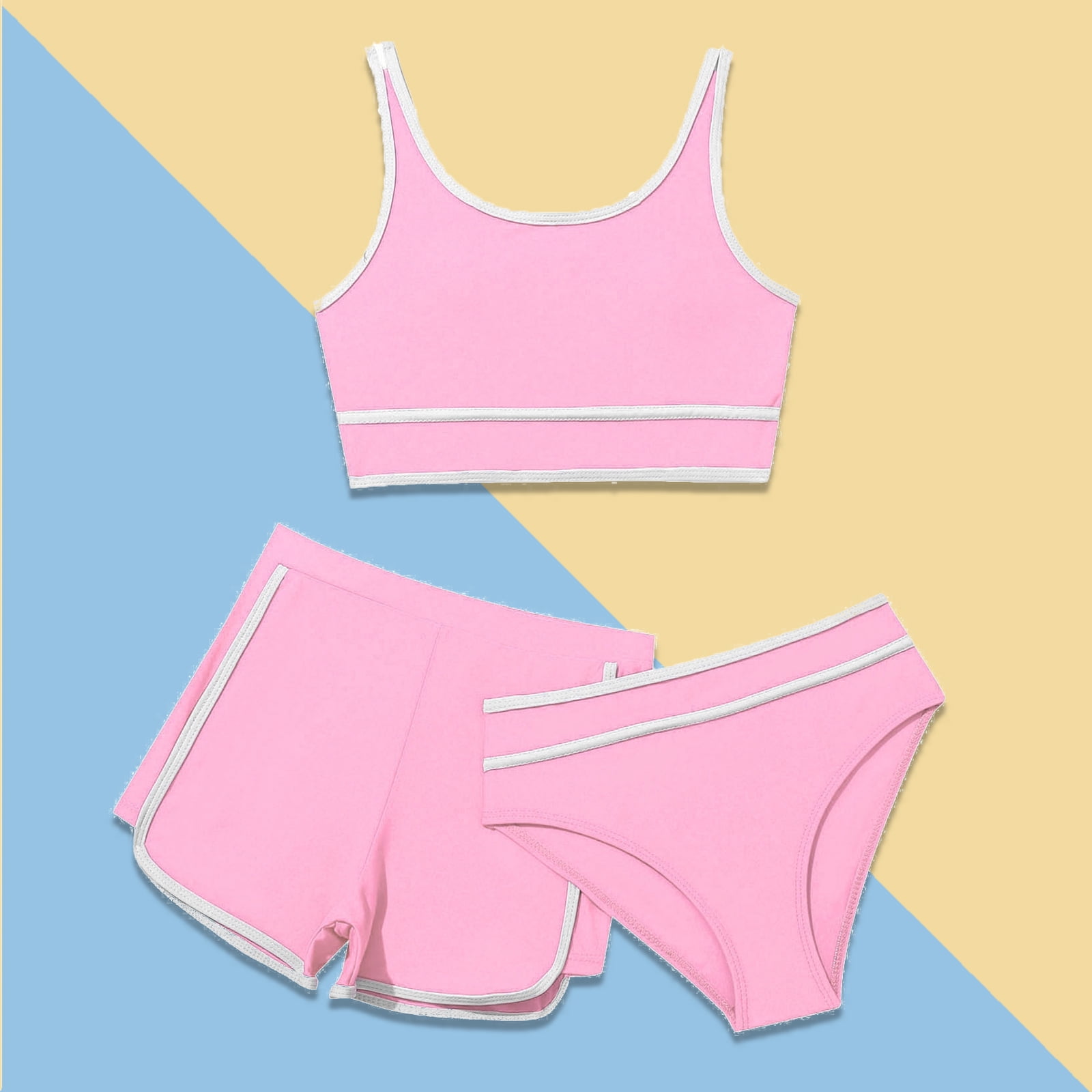 Girls Swimsuit Set 3 Piece Summer Tankini Set with Cover up Shorts ...