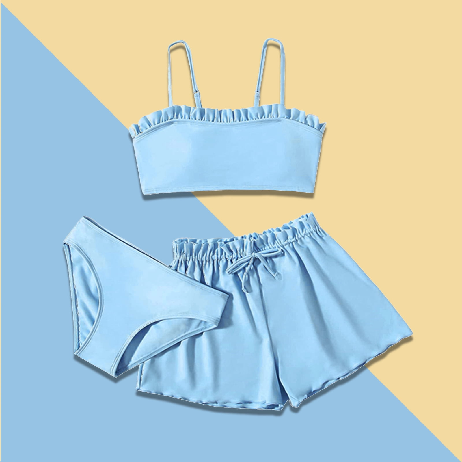 Girls Swimsuit Set 3 Piece Tankini Swimwear Set with Shorts Cover up ...