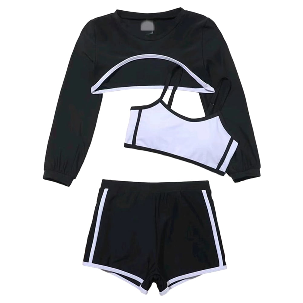 Girls Swimsuit Set, Bathing Suit Sports Active Style Color Block Sport ...