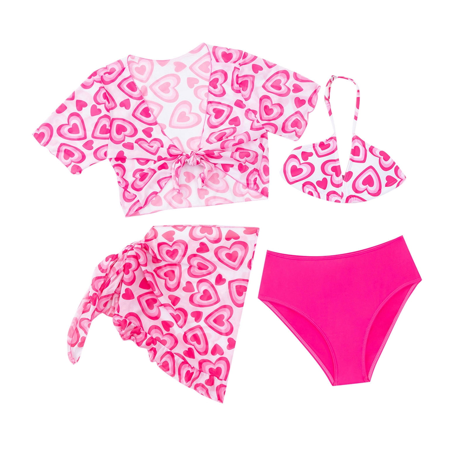 Girls Swimsuit Size 8 Tankini Bathing Suit Cute Heart Print Bikini ...