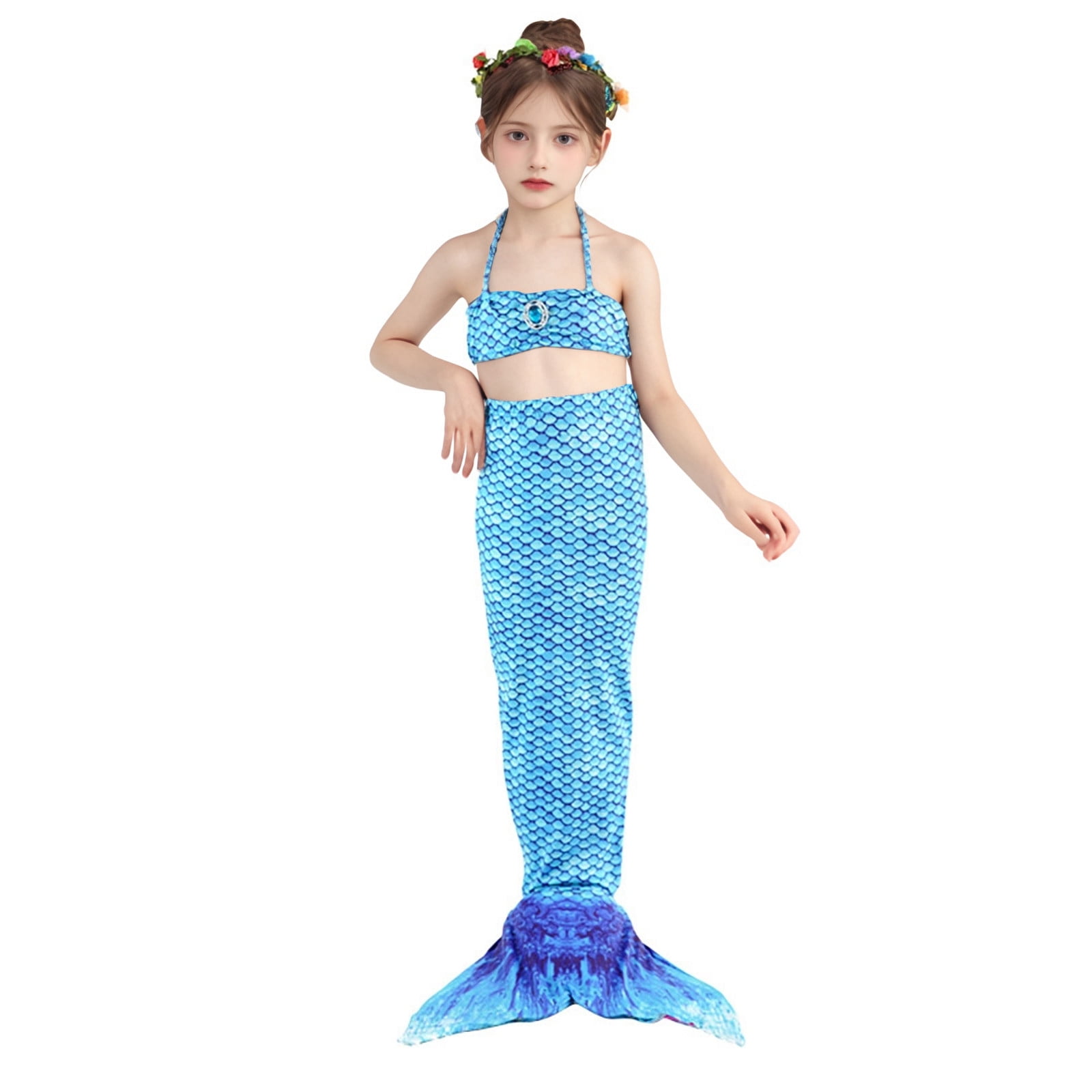 Girls Swimsuit Sling Bikini Print Summer Beach Outfit Three Pieces ...