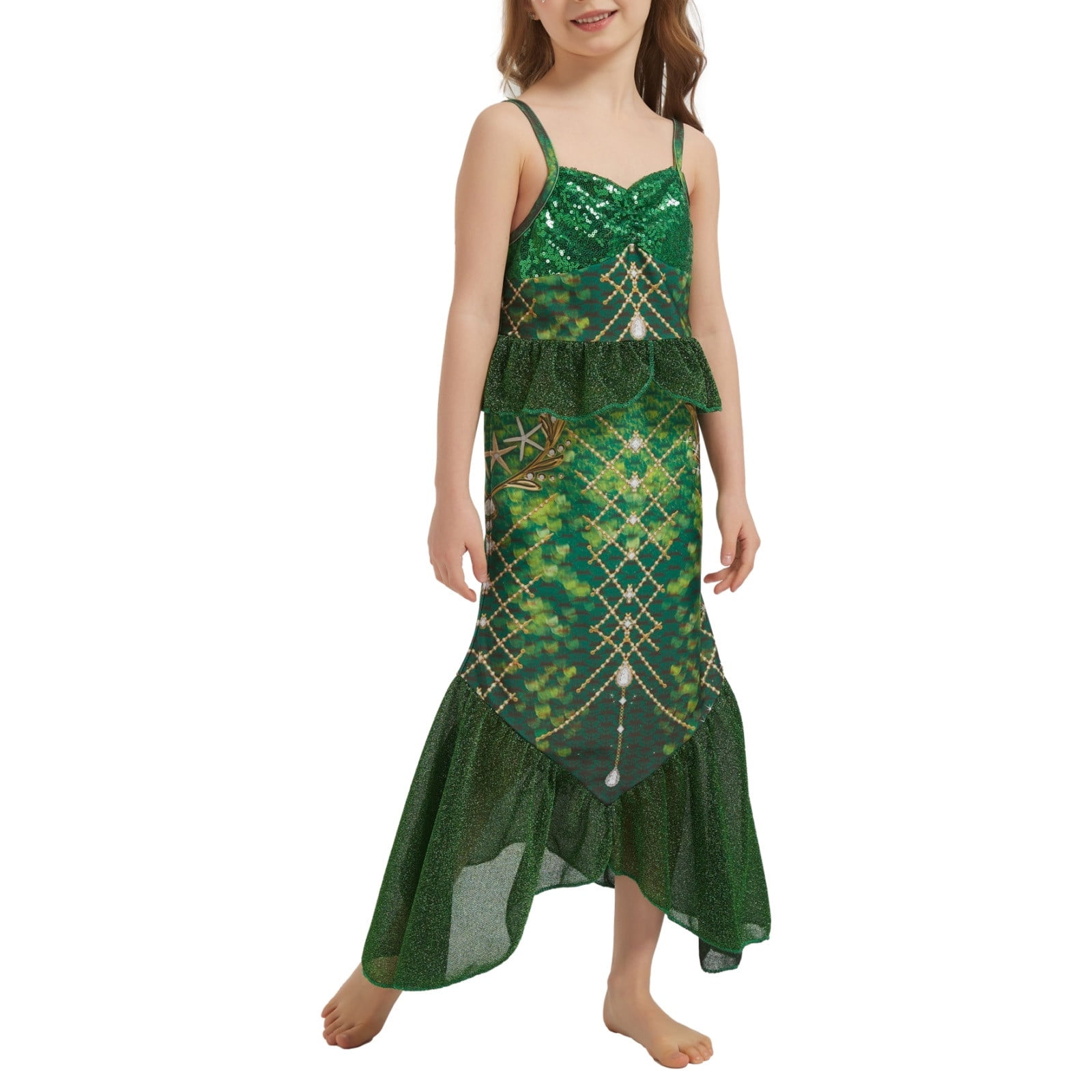 Girls Swimsuit Summer Fashion Colorful Fish Scale Ruffles Thin Strap ...