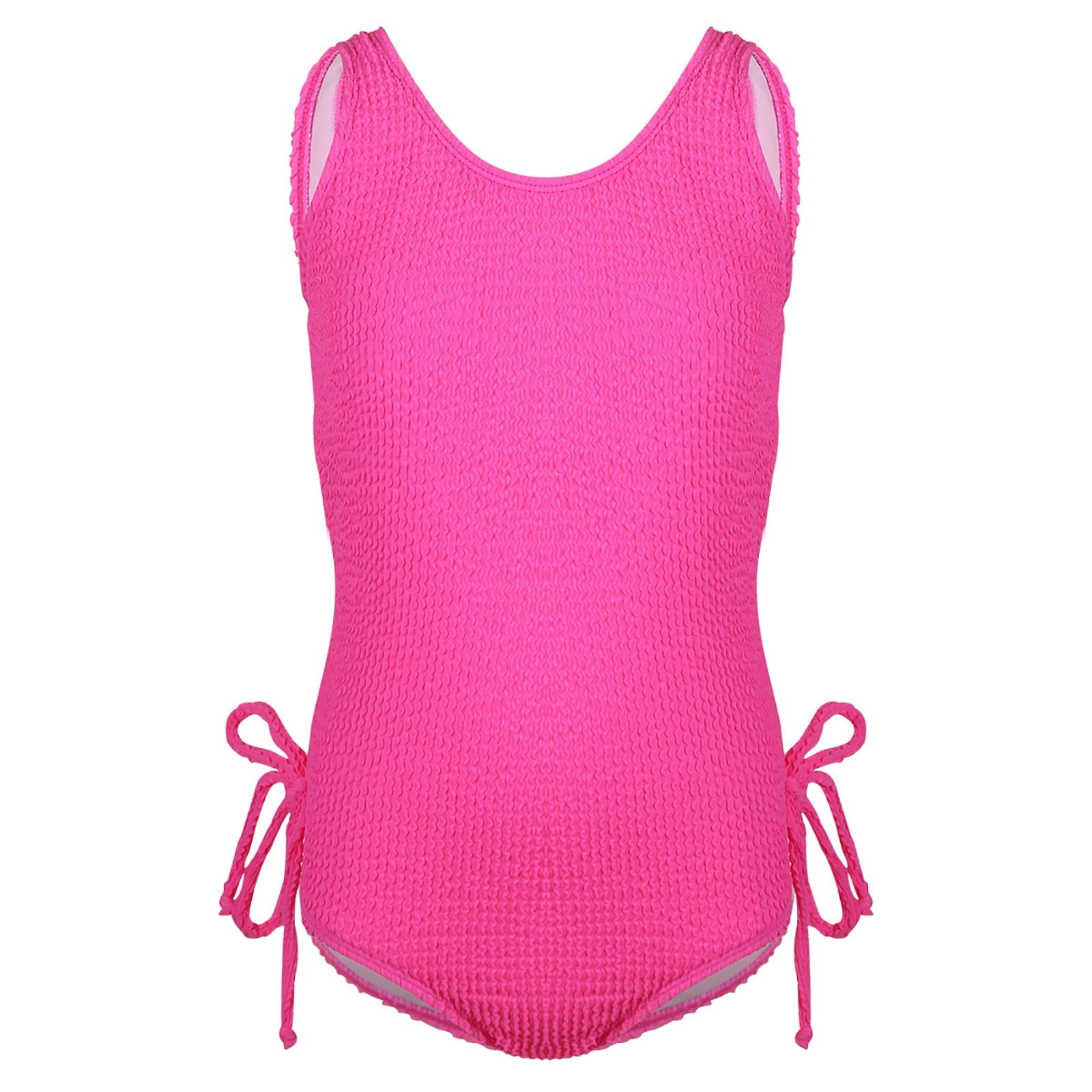 Girls Swimsuit Sun Protection Cute Sleeveless One Piece Solid Shoulder ...