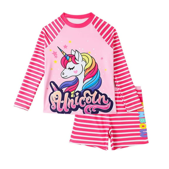 Hessimy Girls Swimsuit Two Piece Rash Guard Set for 1-12 Years UPF 50 ...