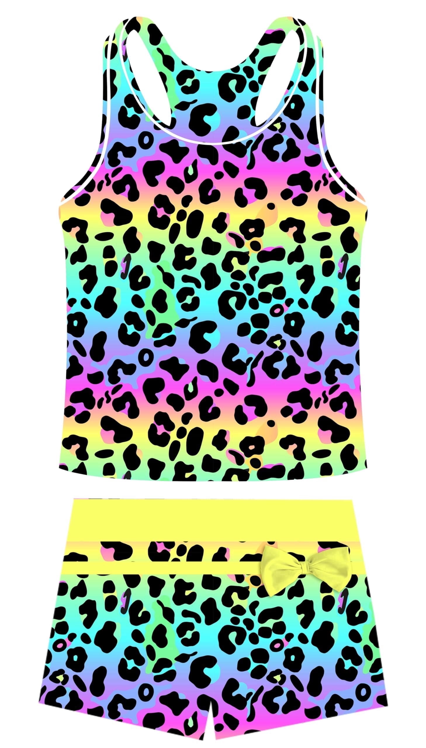 Girls Swimsuit Two Piece Set Tankini Crop Top Swim Shorts Bathing Suit ...