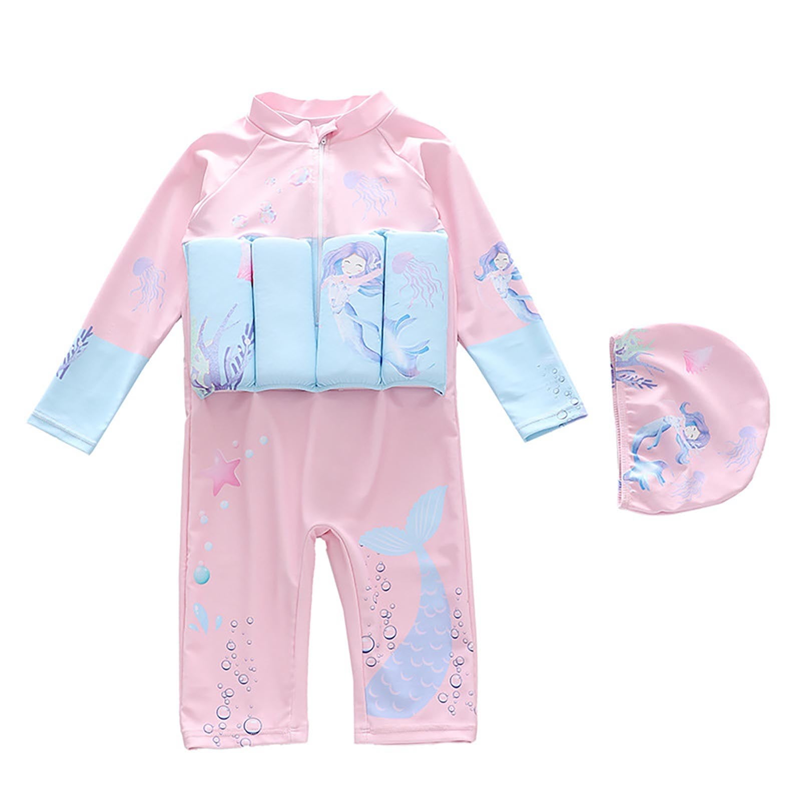 Girls Swimsuit with Buoyancy Surfing Rash Guard Long Sleeve Sun ...