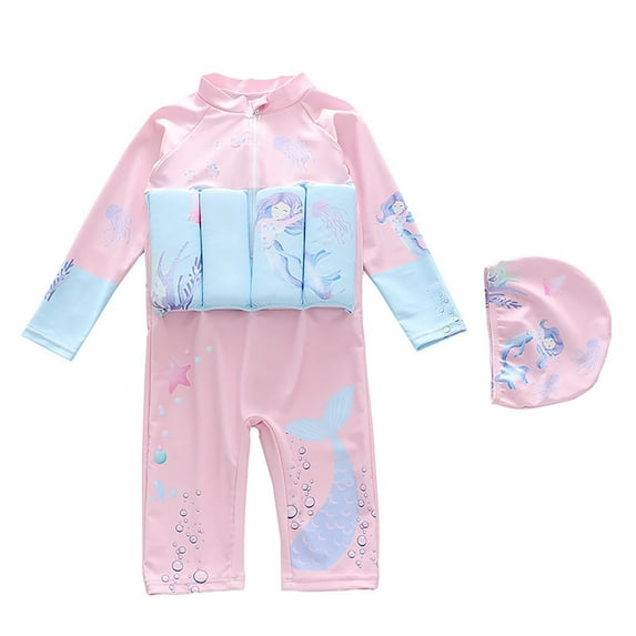 Girls Swimsuit with Buoyancy Surfing Rash Guard Long Sleeve Sun ...