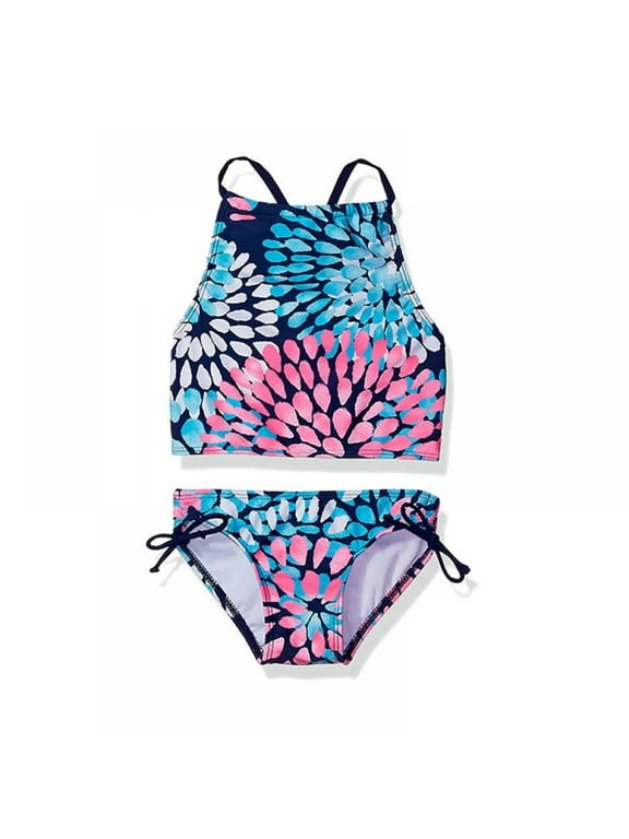 WIBACKER Girls Swimsuits 3 Piece Bathing Suit Set Floral Bikini ...