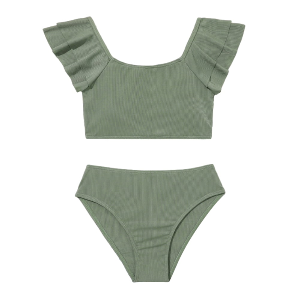 Girls Swimsuits Bikini Set Kids Bathing Suit for Girls Ruffle Two Piece ...