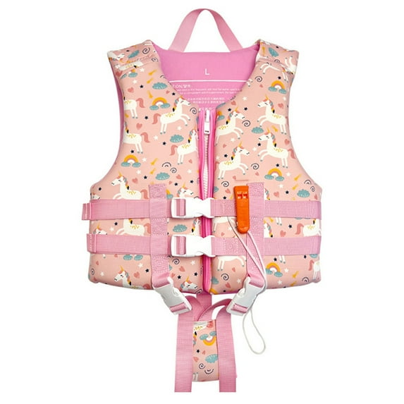 Girls Swimsuits Flotation Life Jacket Adjustable Belt Kids Ages 4 12 ...