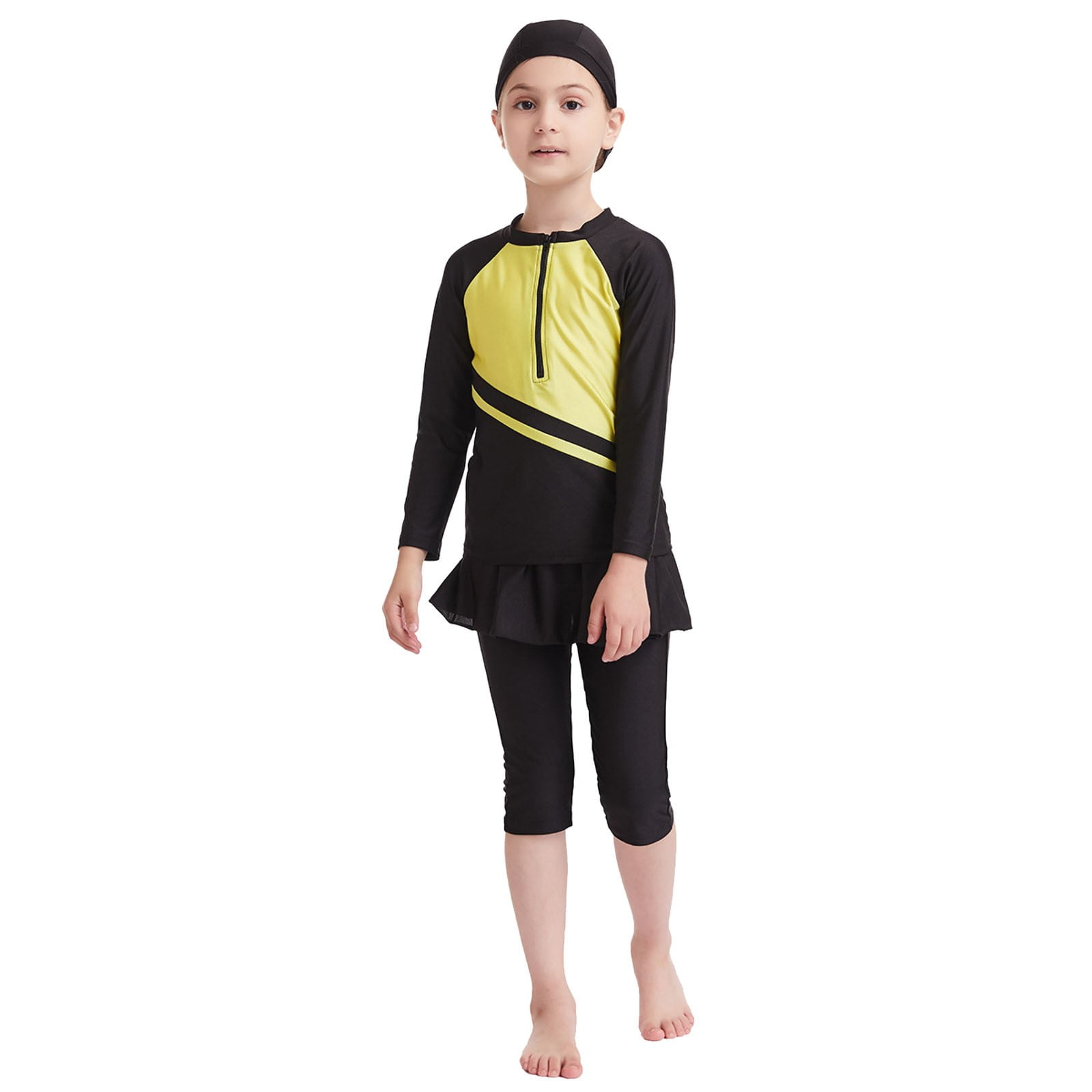 Girls Swimsuits Full Coverage Long Sleeve Swim With Skirt Swim Dress ...