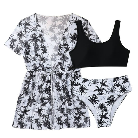 Girls Swimsuits Kids 3 Piece Bikini Set Cute Floral Bathing Suit With ...