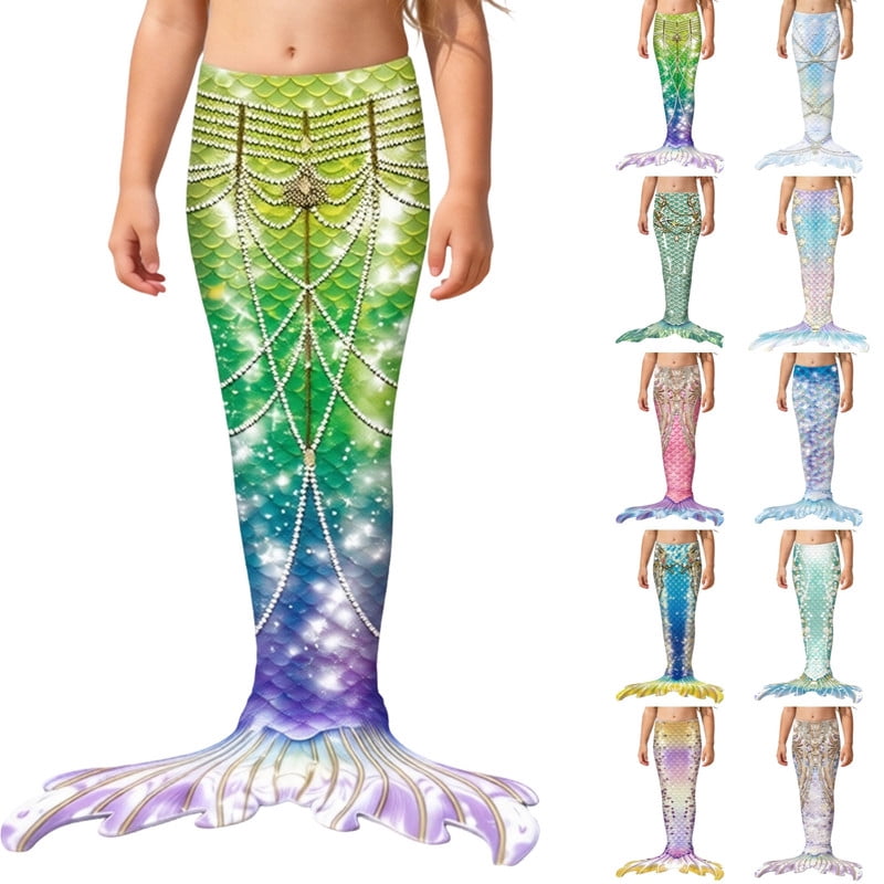 Girls Swimsuits Mermaid Tail for Swimming Flowy Mermaid Skirt Sparkly ...