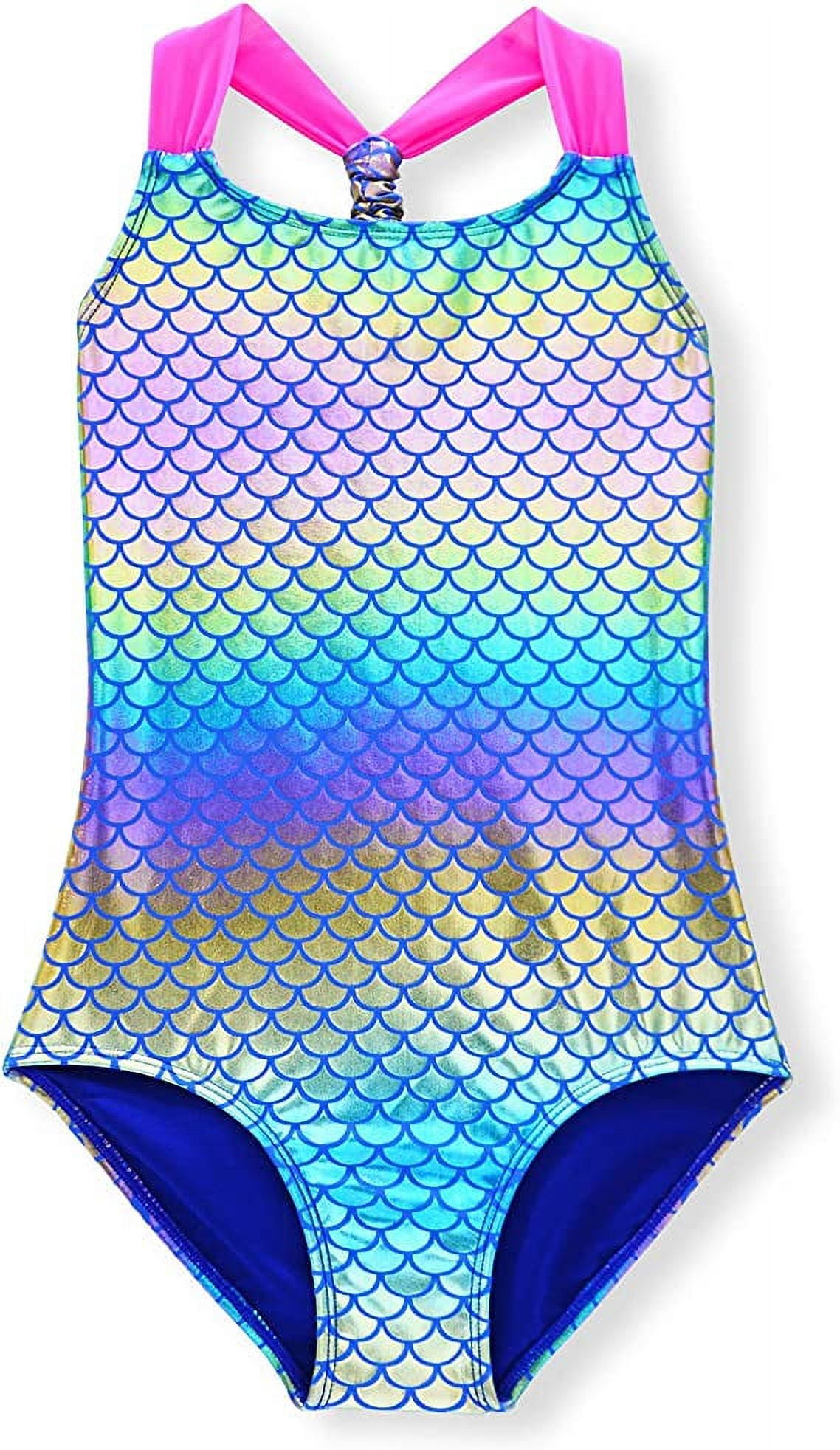 Girls One Piece Cute Swim Crossback Swimsuit Beach Bathing Suit 6-16 ...