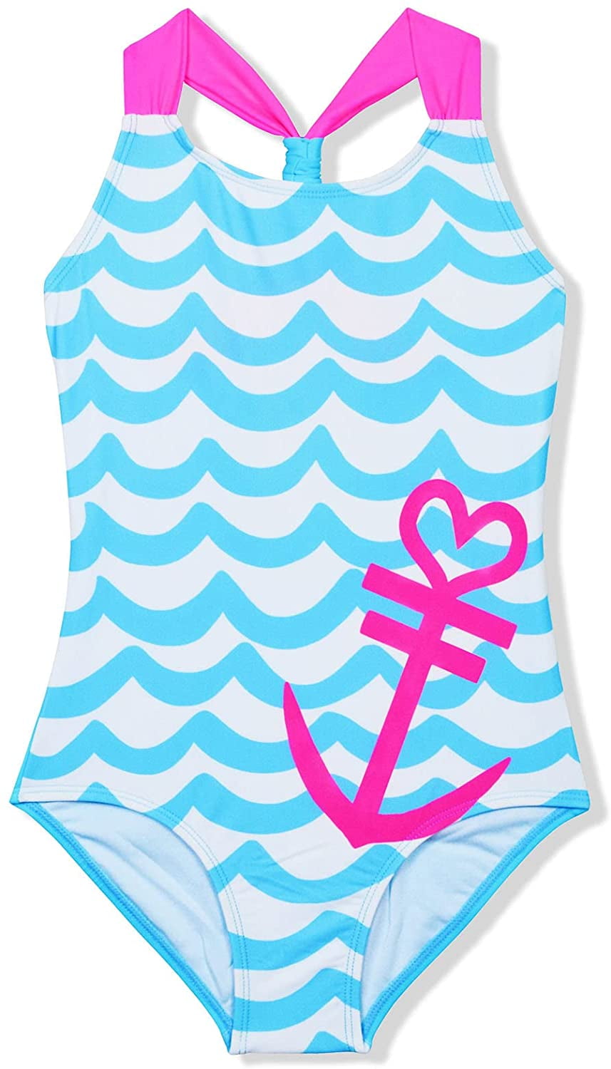 Girls Swimsuits One Piece Crossback Swimwear Beach Bathing Suit 3-14 ...