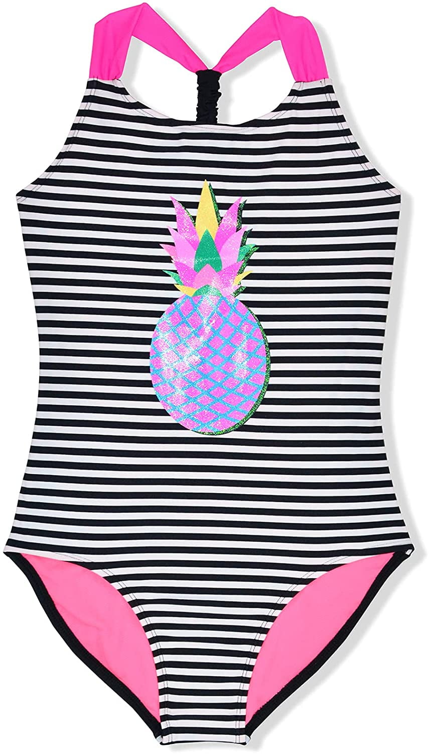 Girls Swimsuits One Piece Crossback Swimwear Beach Bathing Suit 3-14 ...
