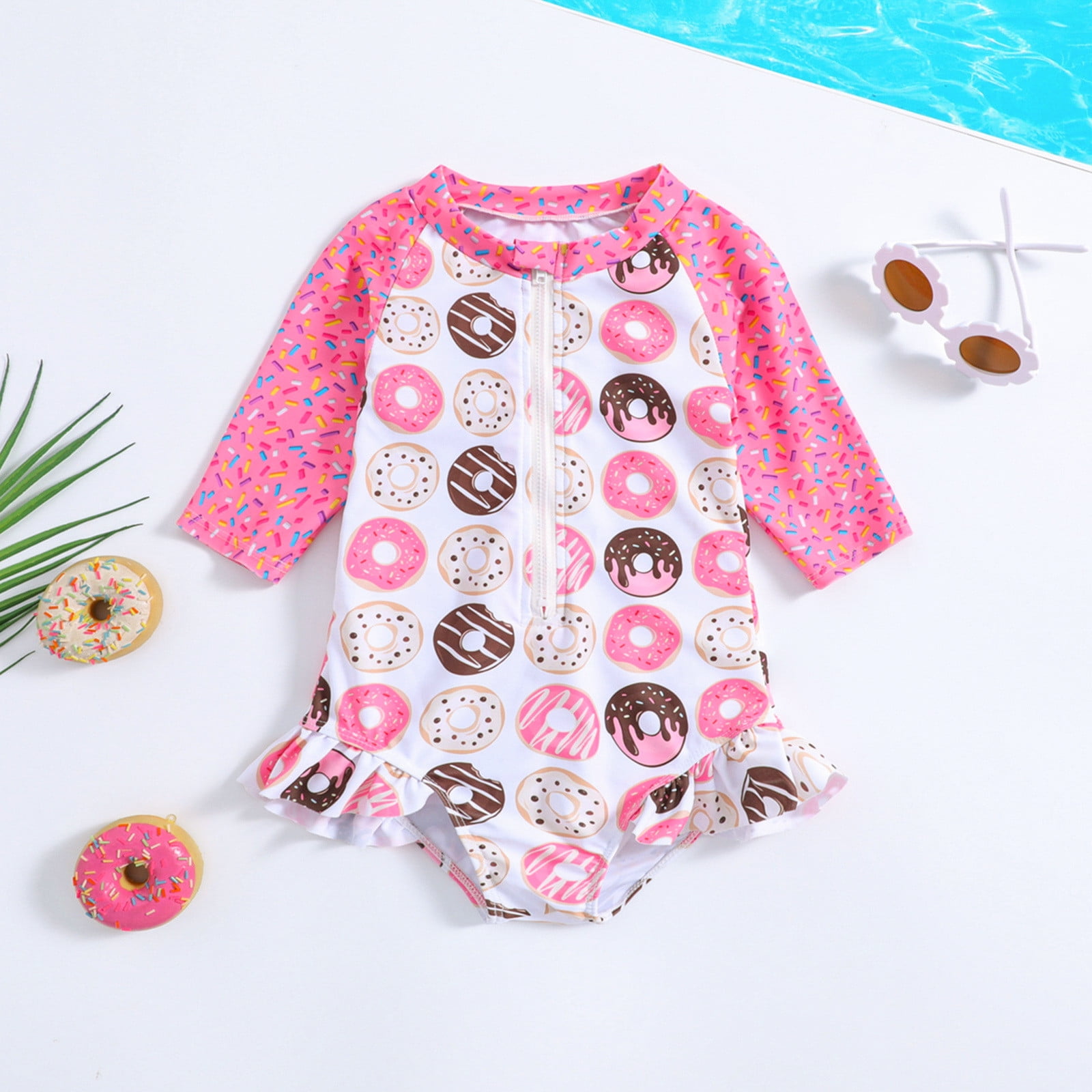 Girls Swimsuits One Pieces Long Sleeve Swimwear Upf50+ Toddler Kids Sun ...