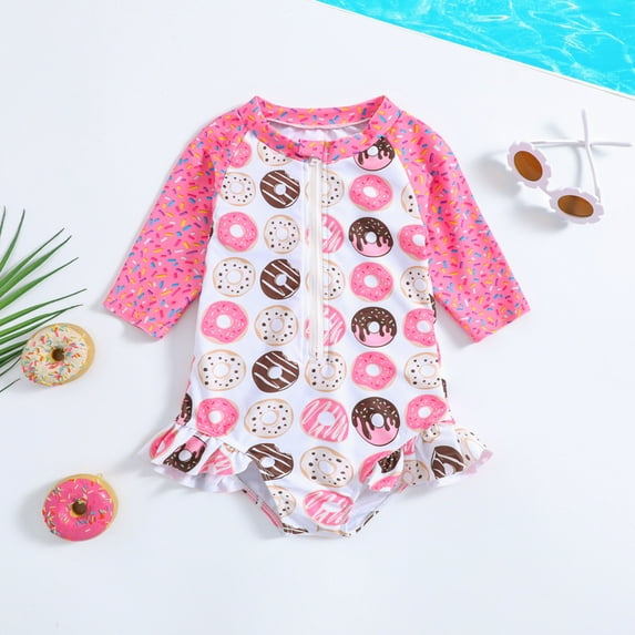 Girls Swimsuits One Pieces Long Sleeve Swimwear Upf50+ Toddler Kids Sun ...