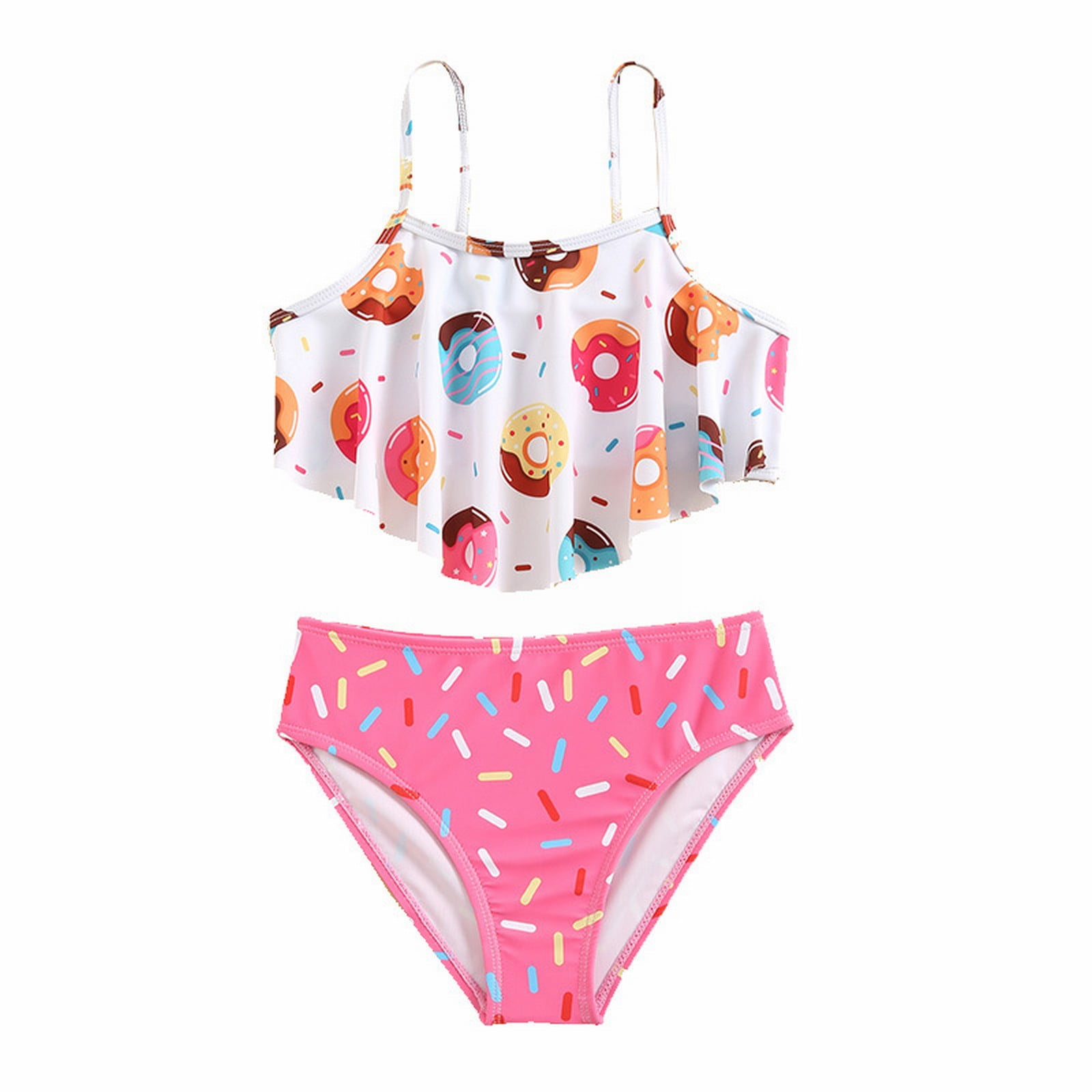 Girls Swimsuit, Two-Piece Rash Guard Set, Cartoon Pattern Bikini, Size ...