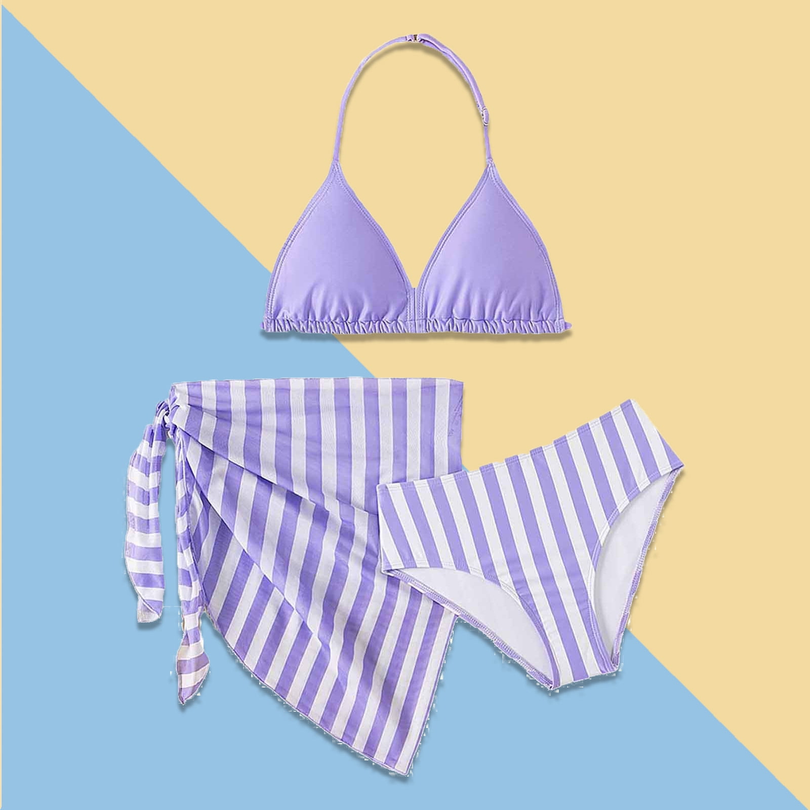 Girls Swimsuits Set 3 Piece Bikini Swimsuits Set with Cover up Skirt ...