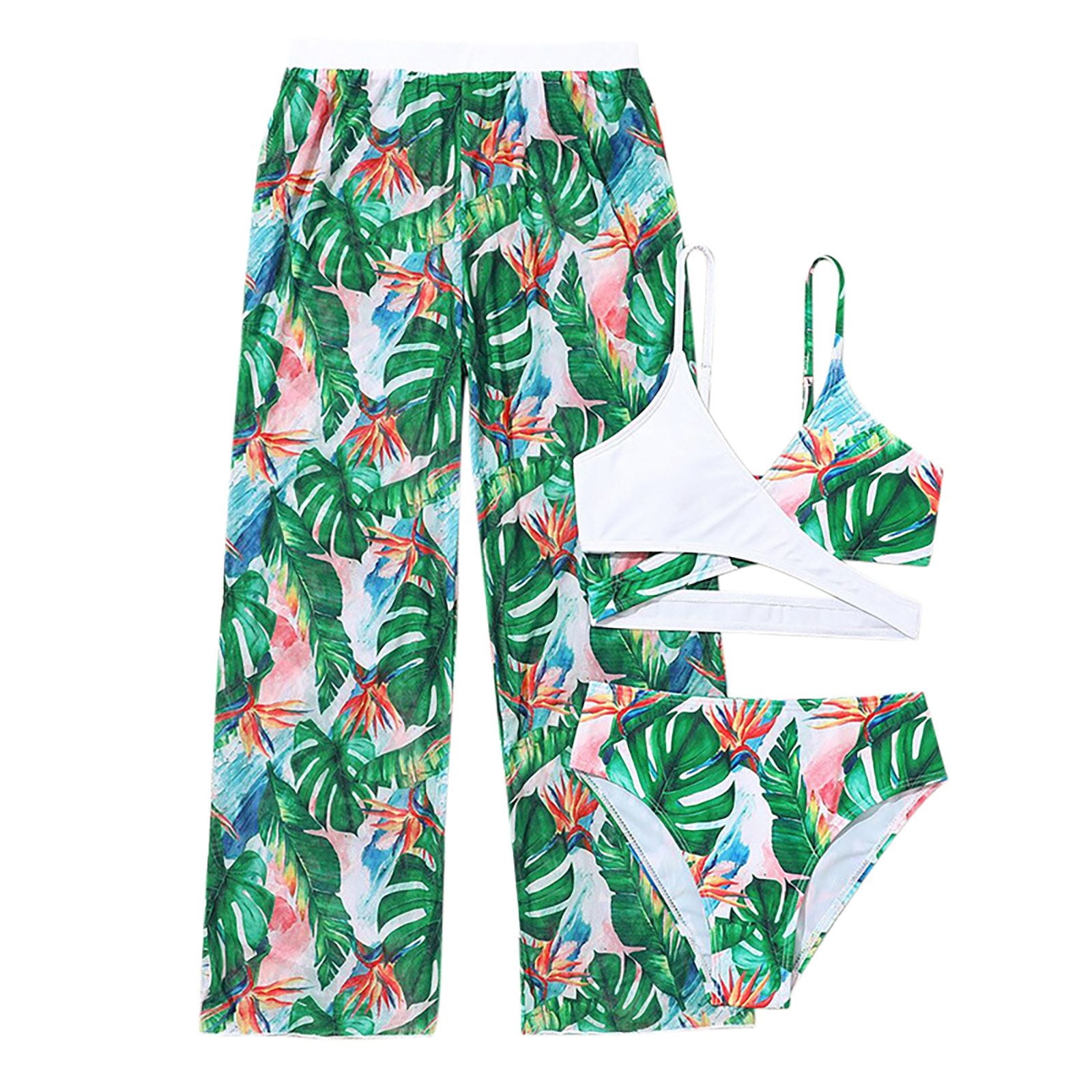 Girls Swimsuits Size 10-12 Floral Print Swimsuit Students Pant Summer ...