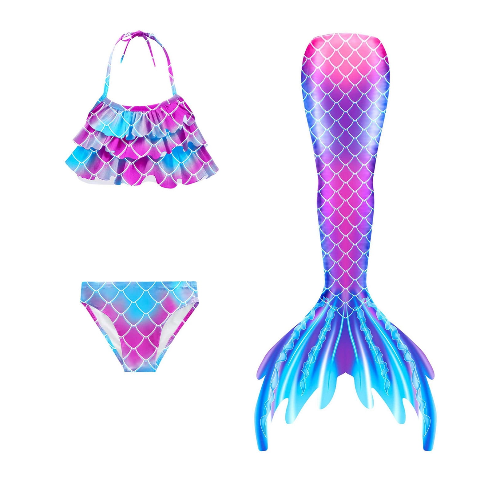 Girls Swimsuits Size 14-16 Colorful Ruffles Flounce Printed Bikini Set ...