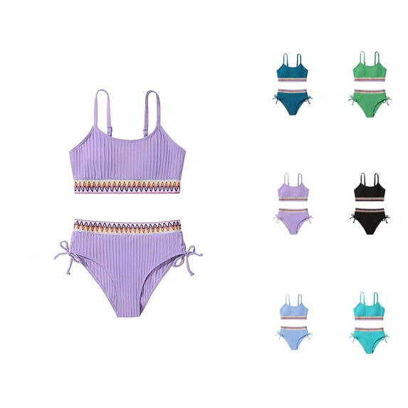 Girls Swimsuits Summer Swimwear For Girls Two Piece High Waist Bikini ...