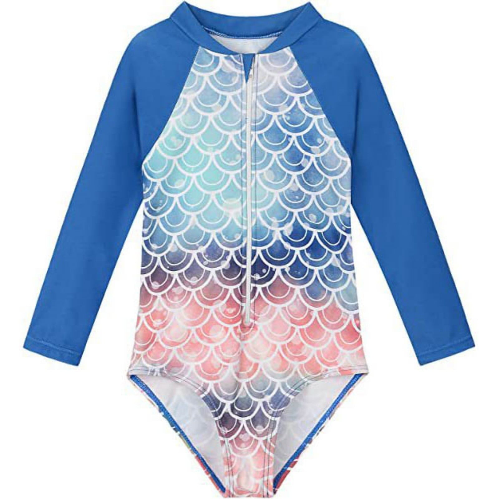 Girls Swimwear Long Sleeve Rash Guard Swimsuit With Zipper Sun Beach ...